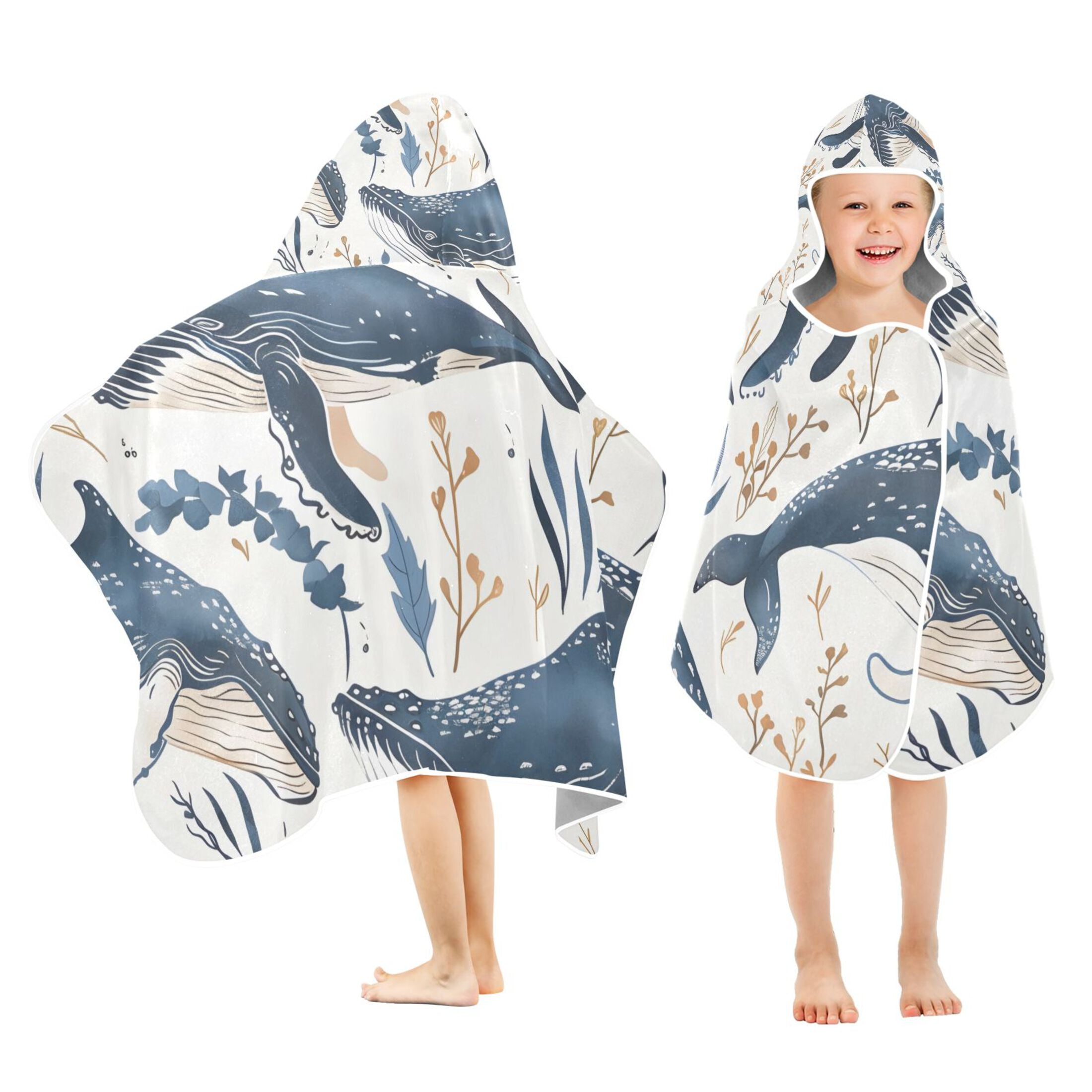 Underwater Humpback Whales Swimming Toddler Hooded Beach Towel 24" x 50 ...