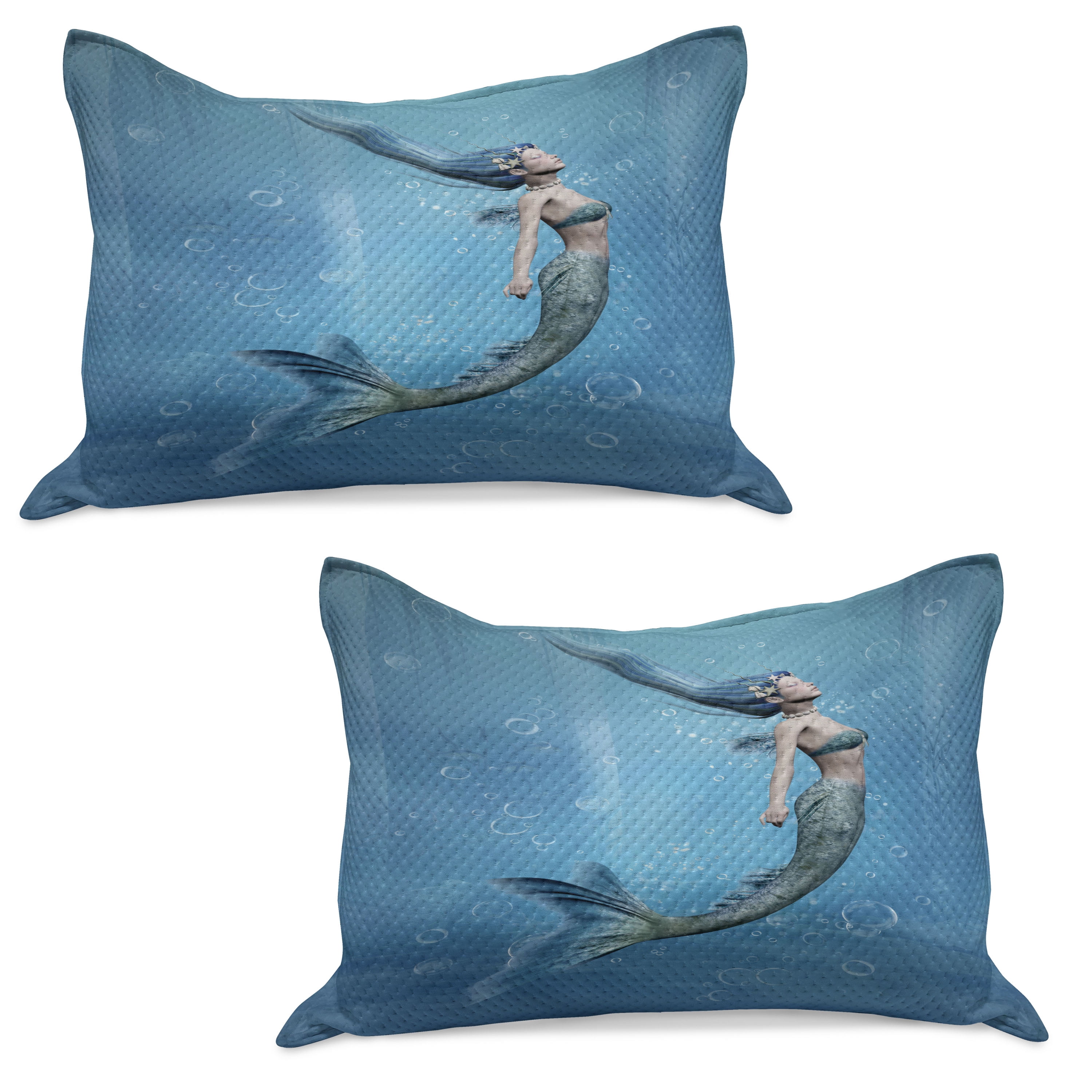 Underwater Knitted Quilt Pillowcover Set of 2, Mermaid Fishtail ...