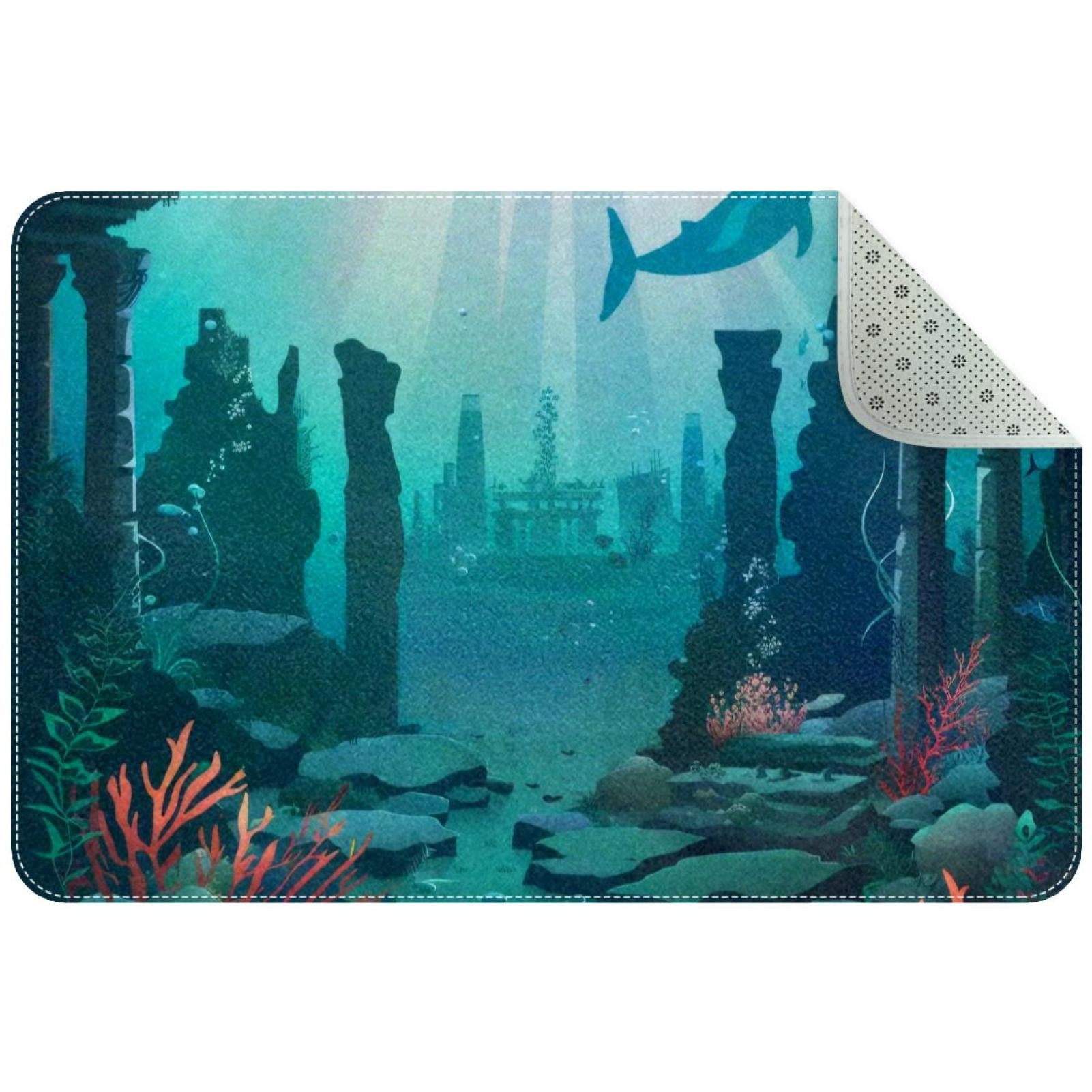 Underwater Landscape with Seaweeds and Sea Animals Entryway Rug, 2x3 ...