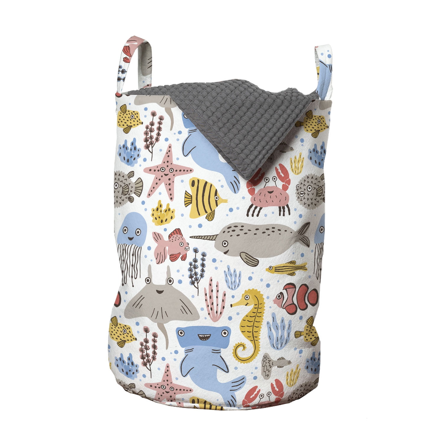 Underwater Laundry Bag, Doodle Sea Jellyfish Octopus Starfish Anemone ...