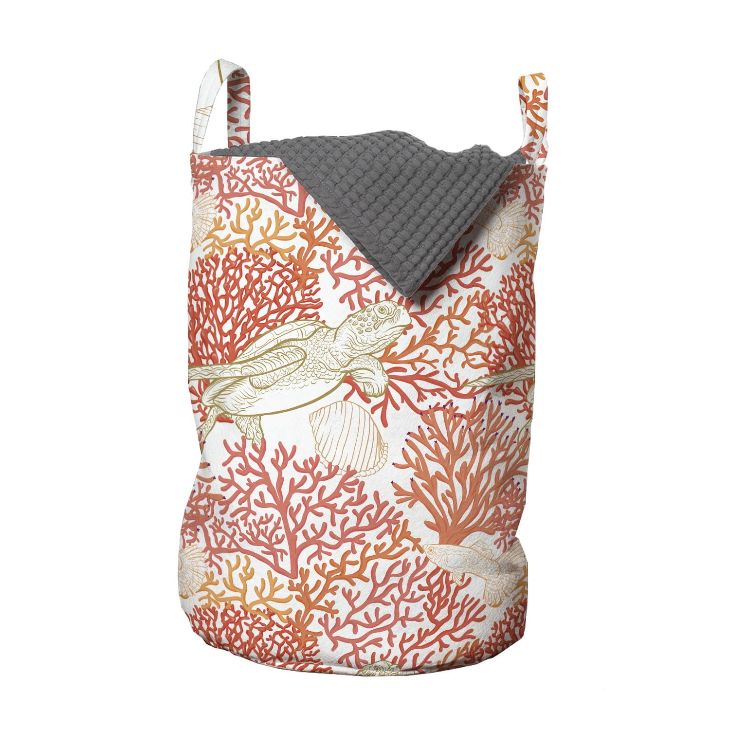 Underwater Laundry Bag, Sea World Pattern with Tortoiseshell Swimming ...