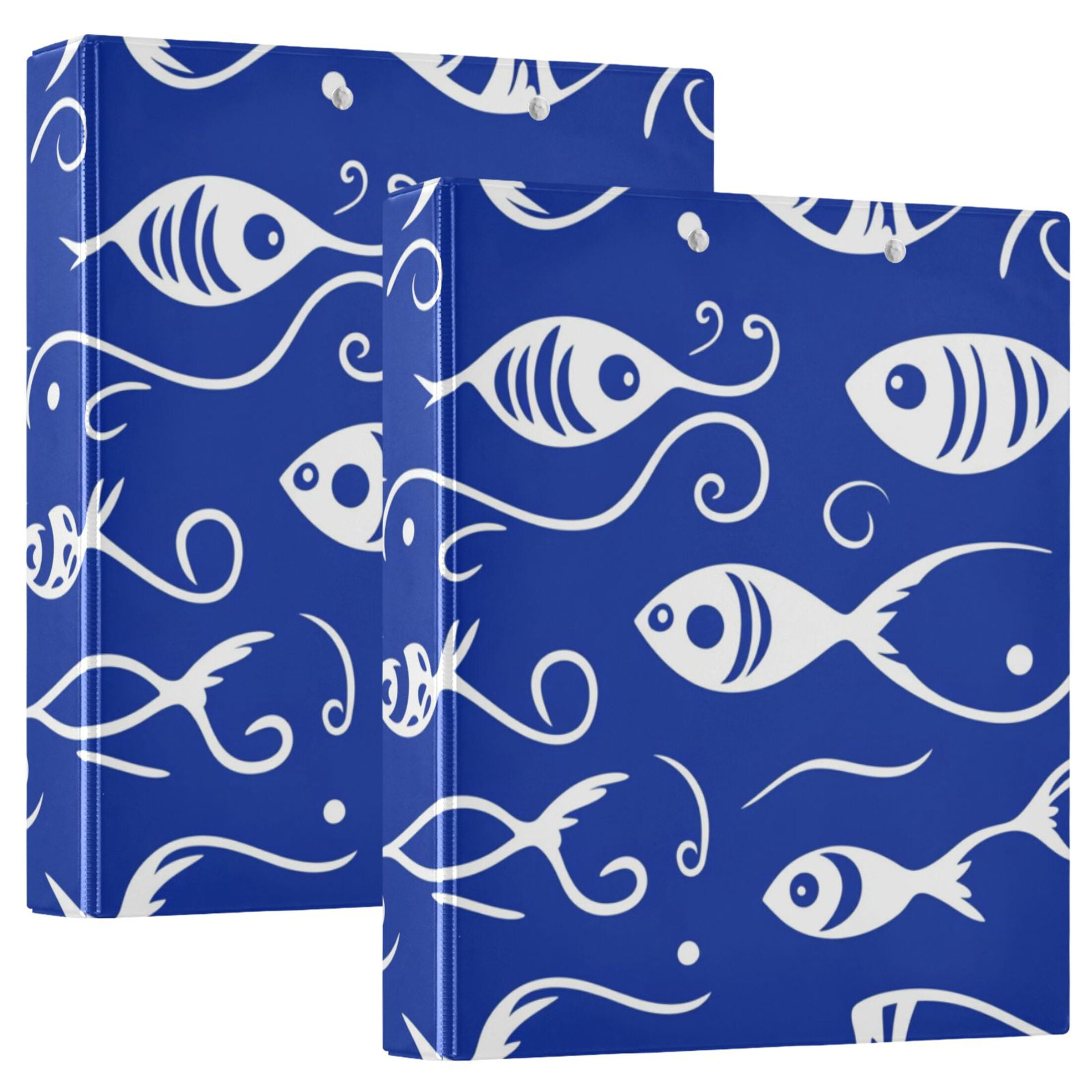 Underwater Life Sketch Fish 12.4x10.6in PVC Round Ring Binder, D-Ring 3 ...
