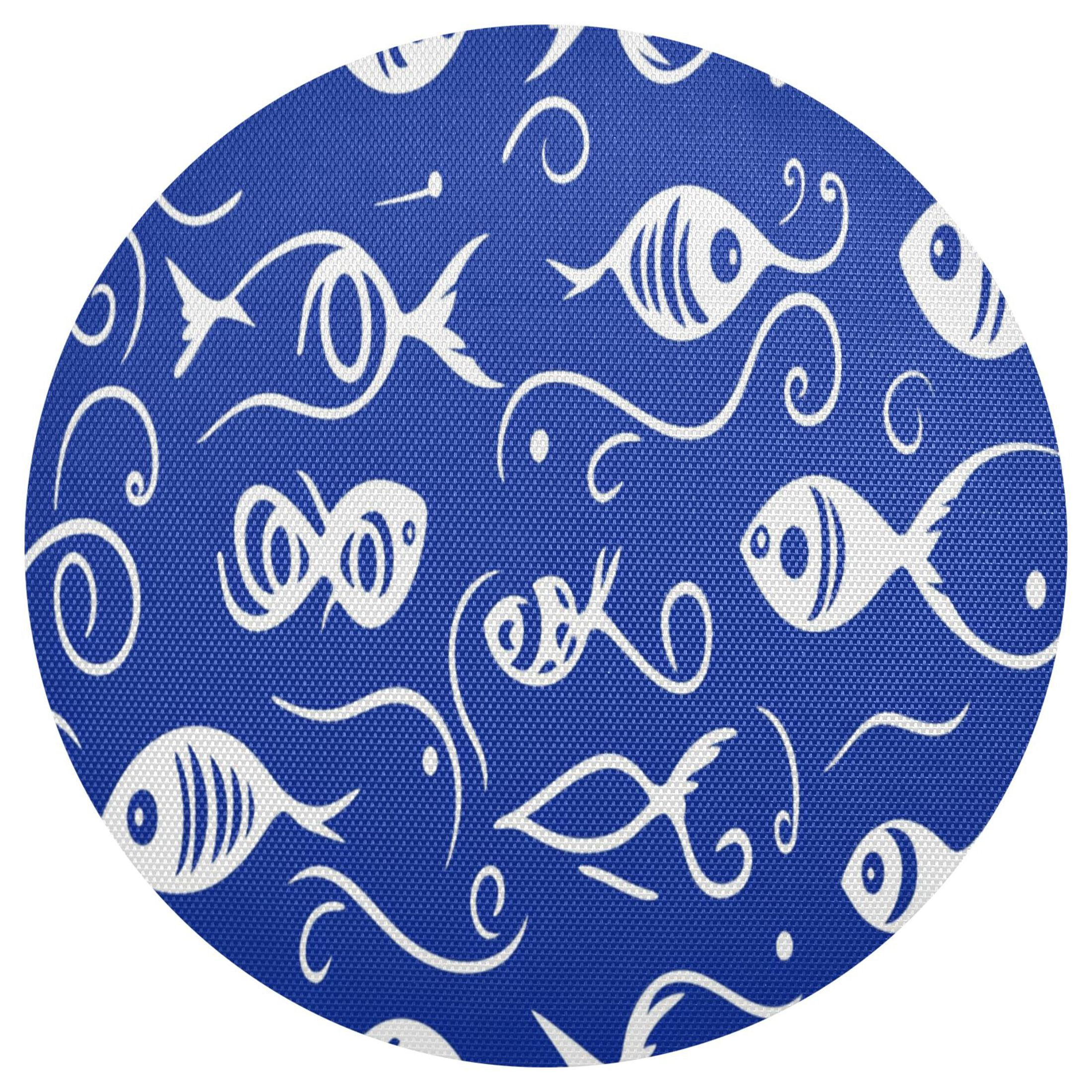 Underwater Life Sketch Fish 15.4in Diameter PVC Plate Mat, Heat ...