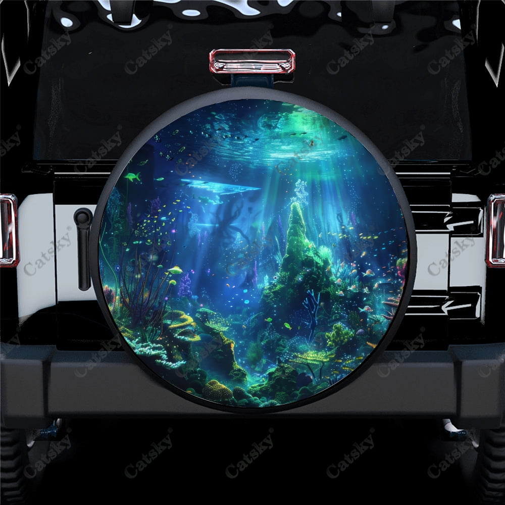 Underwater Marine Life Polyester Universal Spare Wheel Tire Cover ...