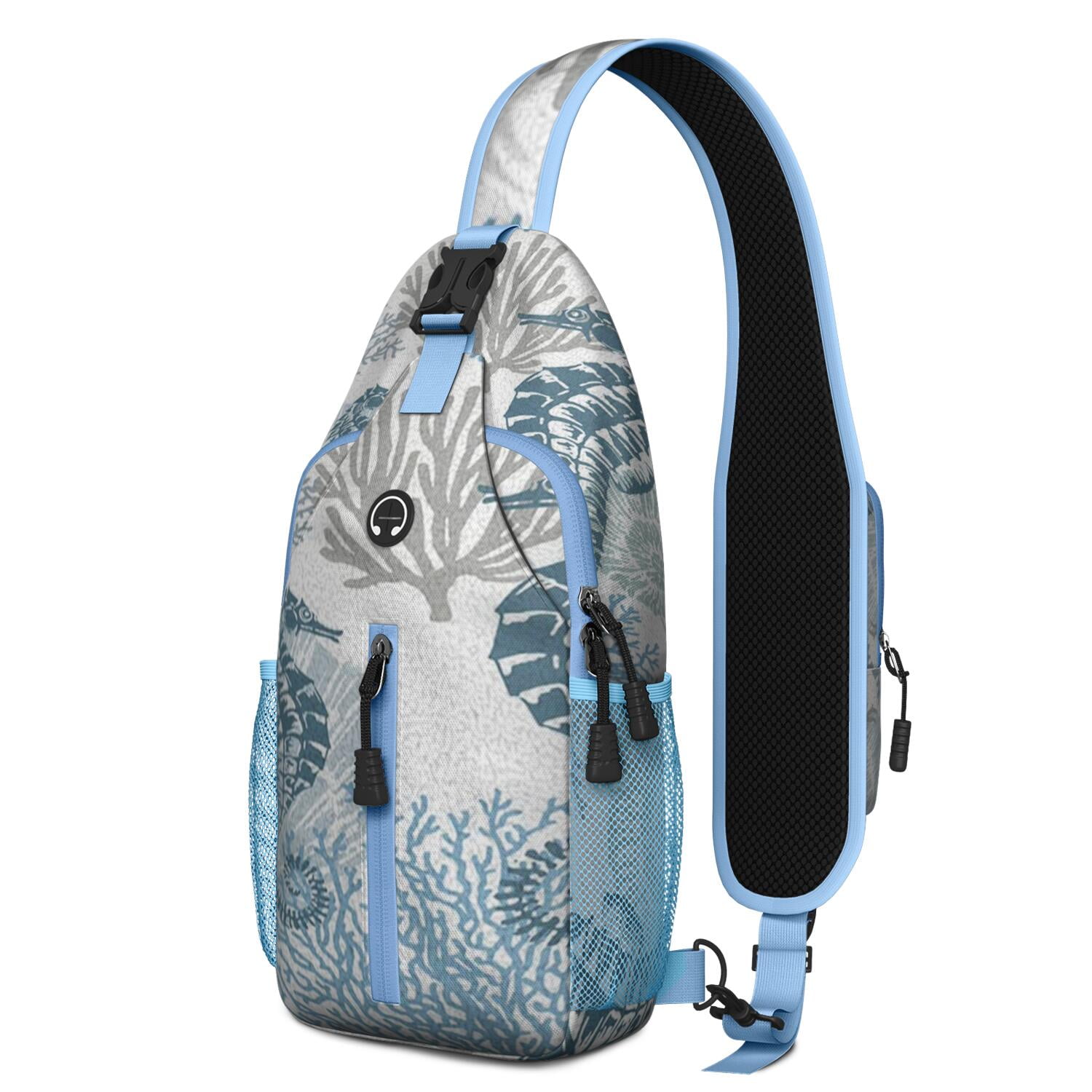Underwater Marine Life Sling Bag Featuring Tropical Starfish, Jellyfish ...