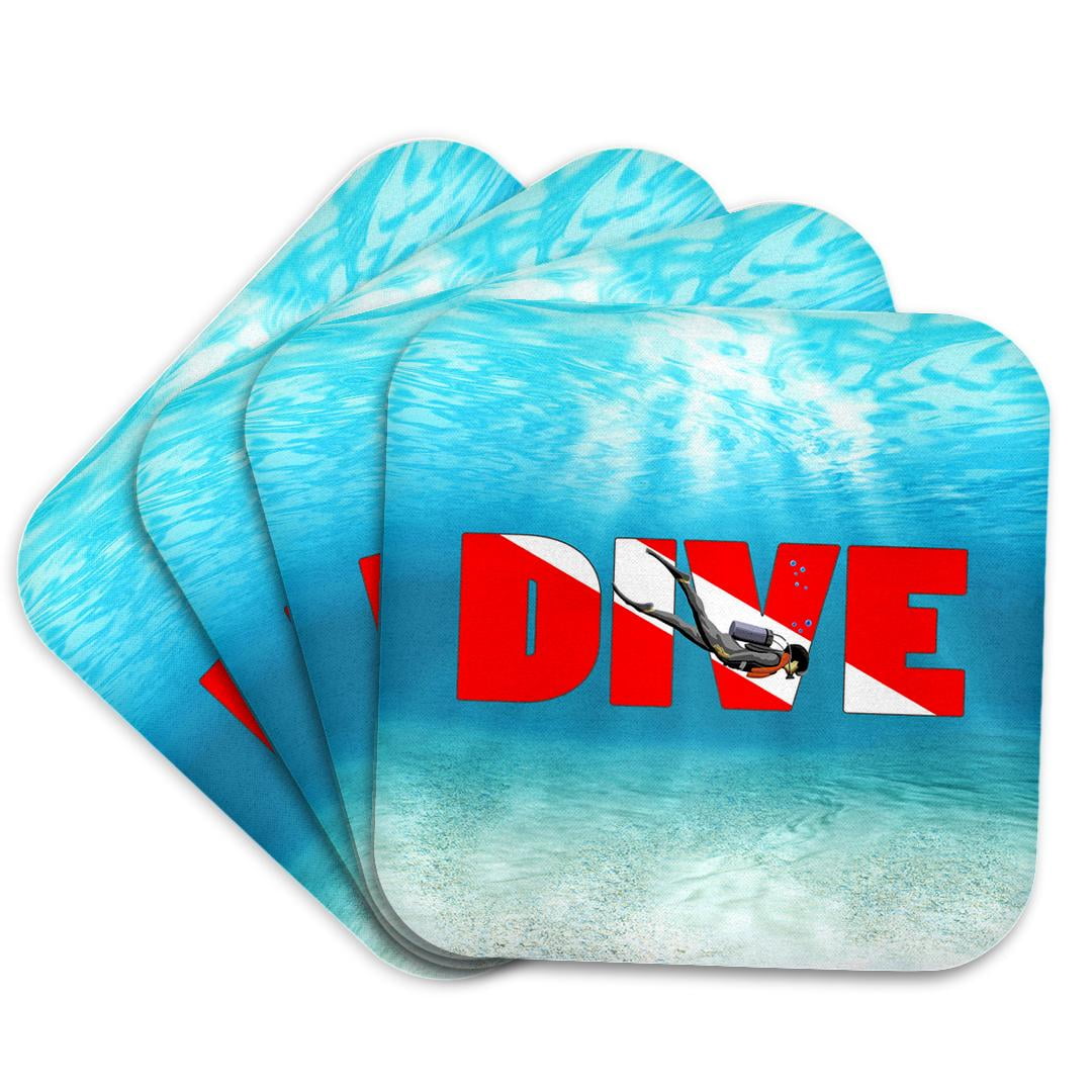 3drose, Underwater Men Scuba Diver Design with Dive Flag in Red and ...