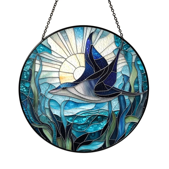 Underwater Ocean Manta Ray Stained Glass Style Window Suncatcher ...