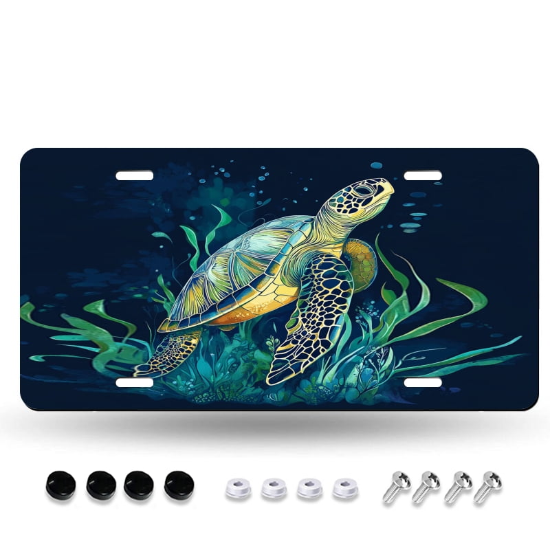 Underwater Odyssey Of Beautiful Turtle License Plate Frame, Decorative ...