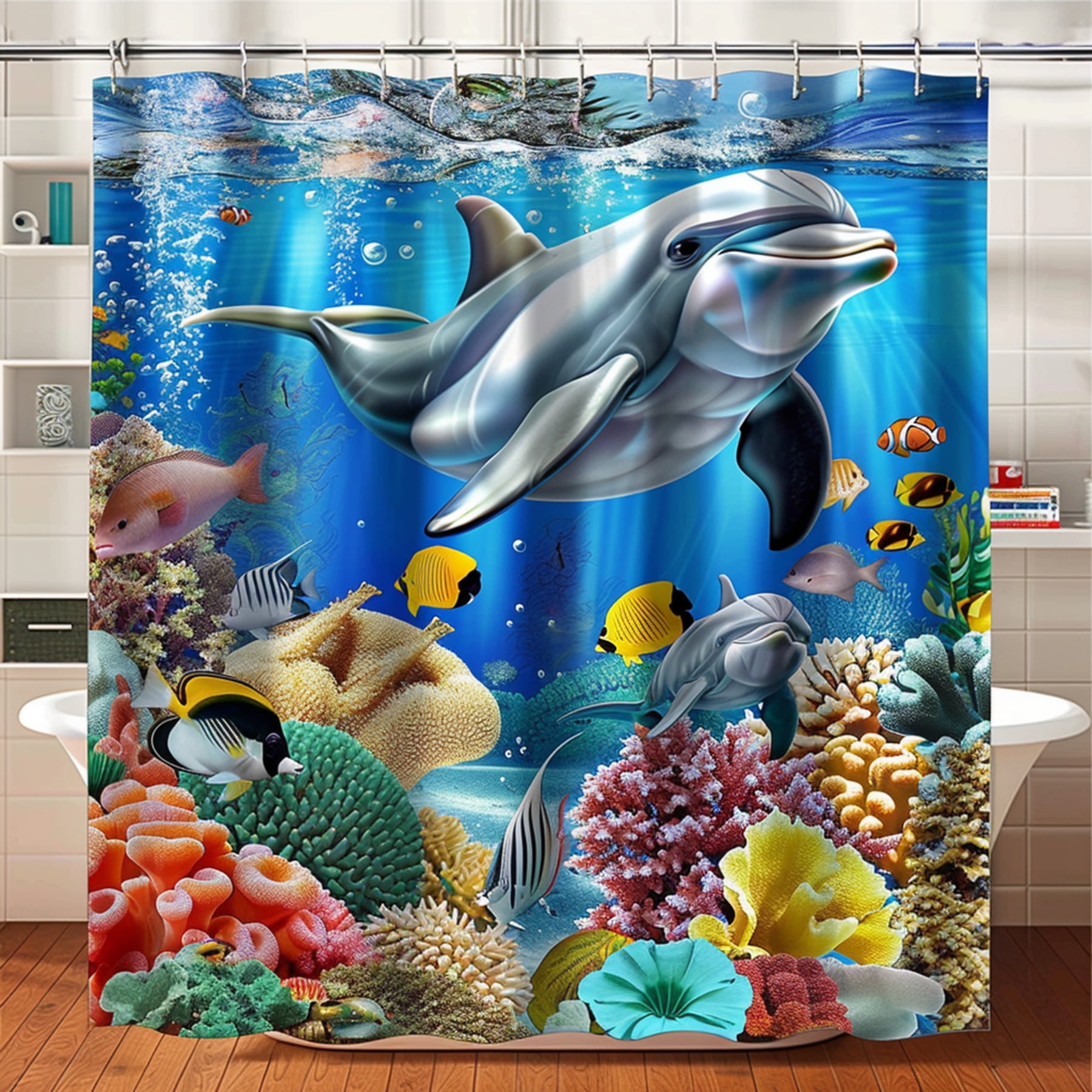 Underwater Paradise Dolphin And Coral Reef Shower Curtain Transform
