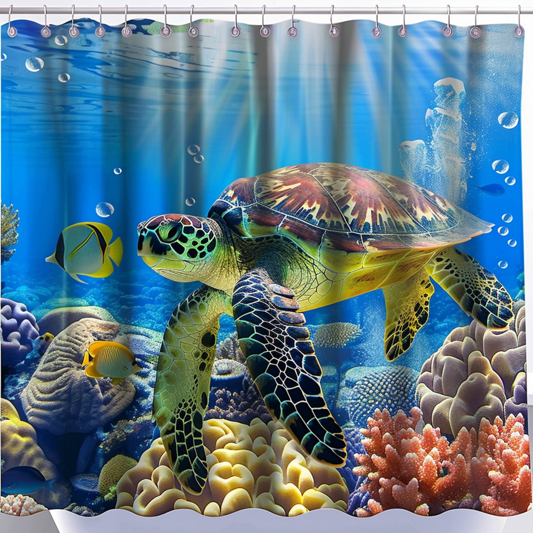 Underwater Paradise Shower Curtain Ocean Life Print Coral Reef Design
