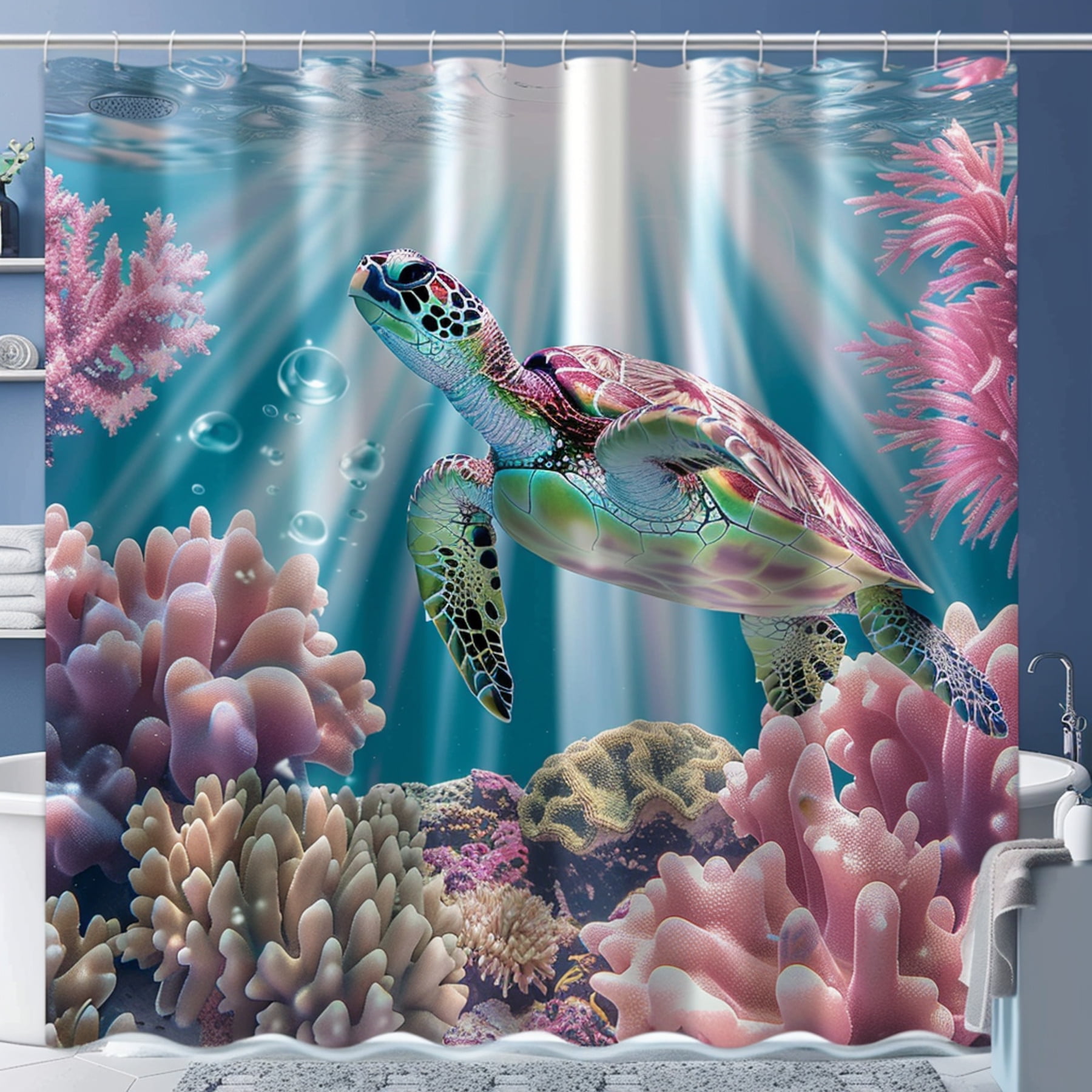 Underwater Paradise Shower Curtain Ocean Theme Bathroom Decor with ...