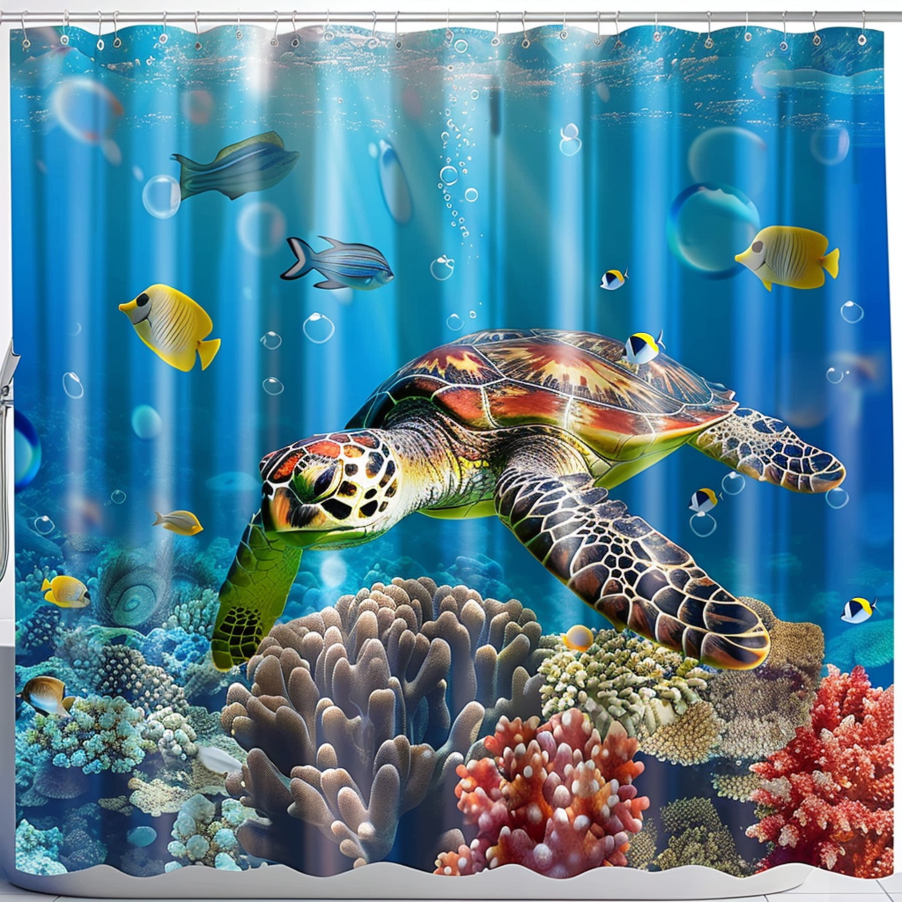 Underwater Paradise Shower Curtain Vibrant Coral Reef Design With Sea