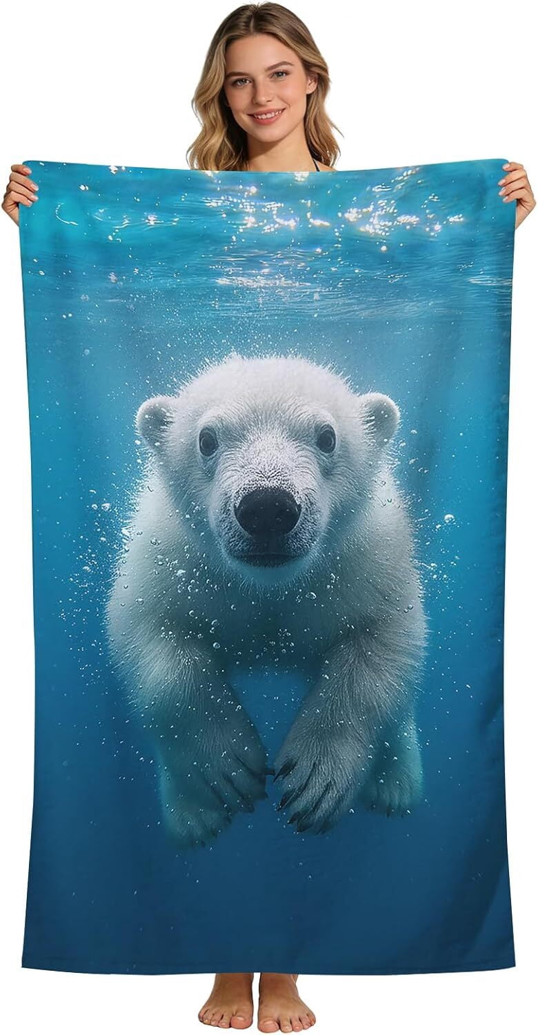 Underwater Polar Bear Beach Towel, Stunning Arctic Wildlife Photography ...