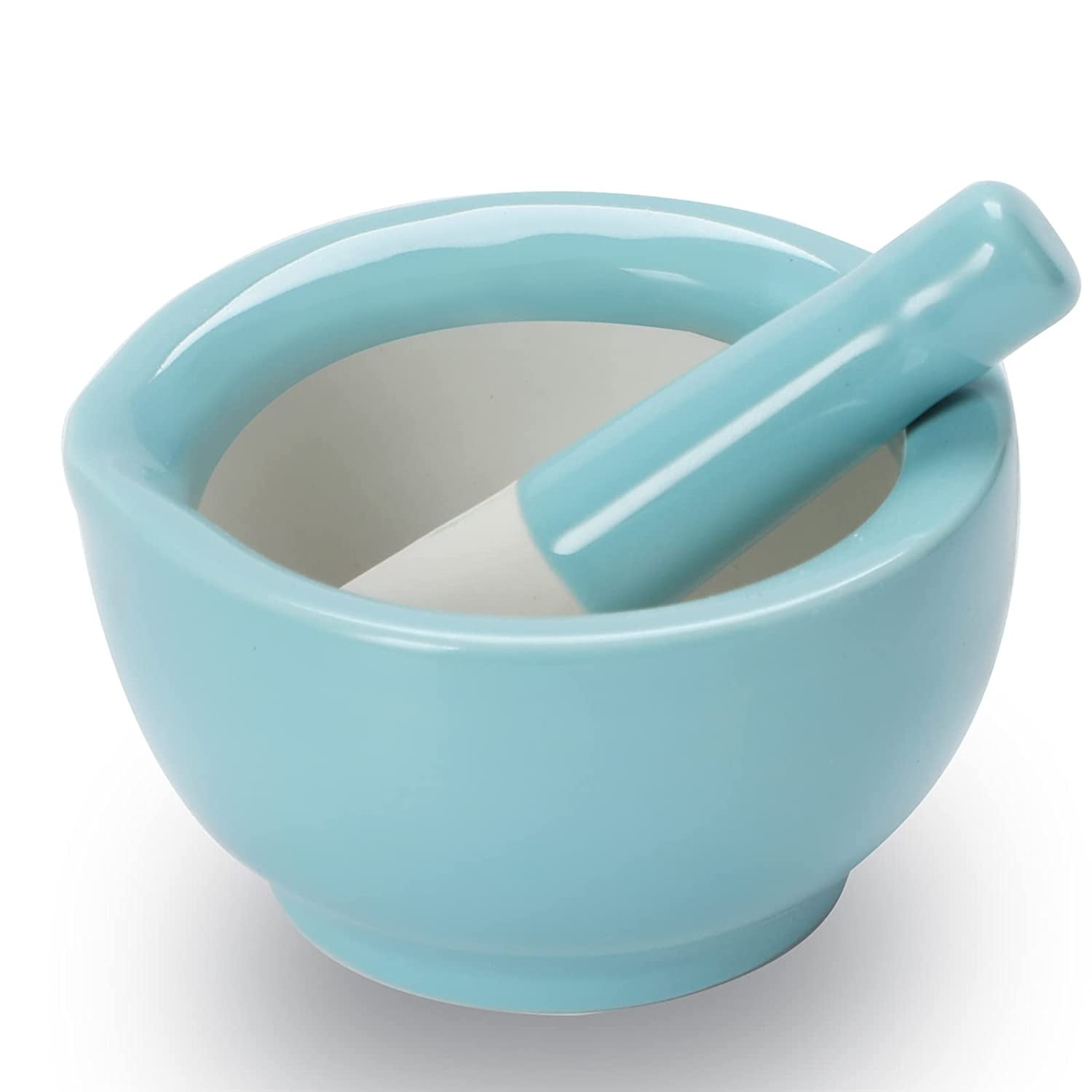 Mortar and Pestle Set, Ceramic Stoneware Spice Herb Grinder Pill ...