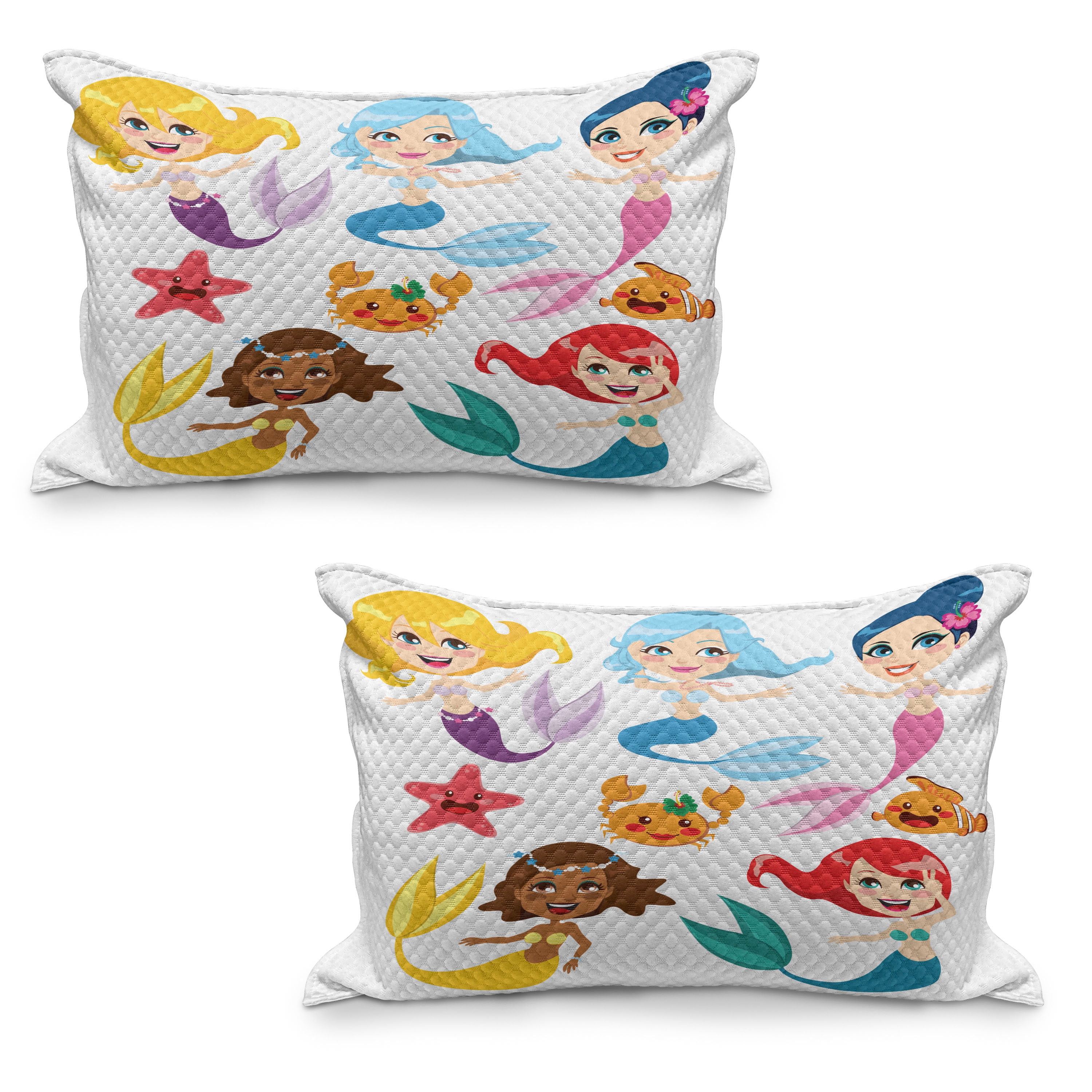 Underwater Quilted Pillowcover Set of 2, Illustration of Colorful ...