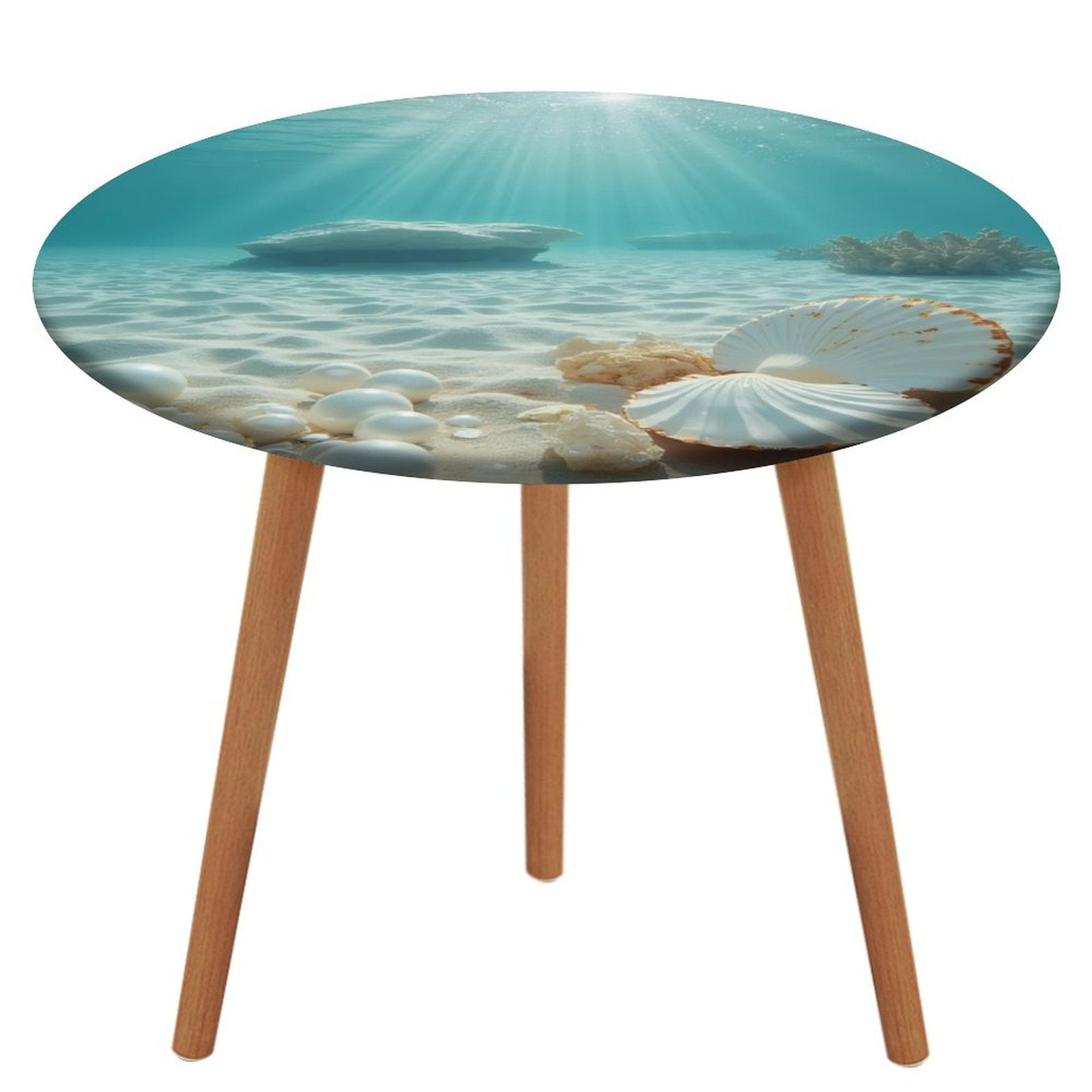 Underwater Scene with Pearls And Shells Tablecloth Round Elastic Fitted ...
