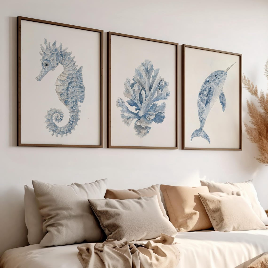 Underwater Sea Creatures Blue Art Ocean Theme Nursery Print Coastal ...