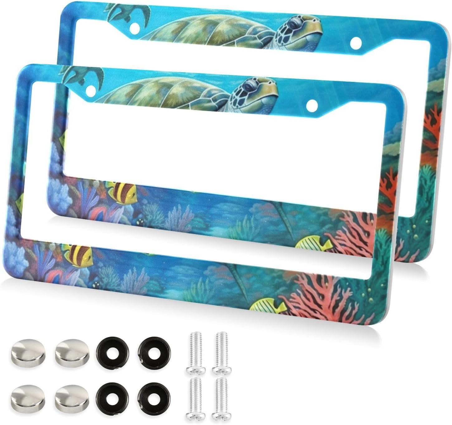 Underwater Sea Turtle License Plate Frames - Universal Aluminum License ...