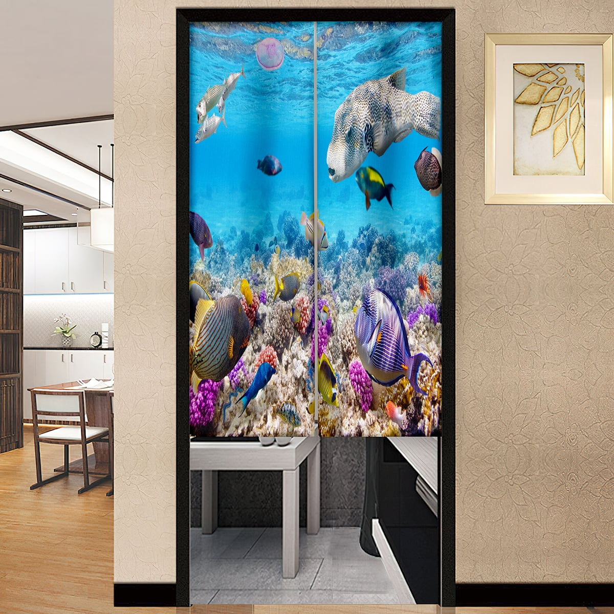 Underwater Sea World Fish Door Curtains for Kids Children Bedroom ...