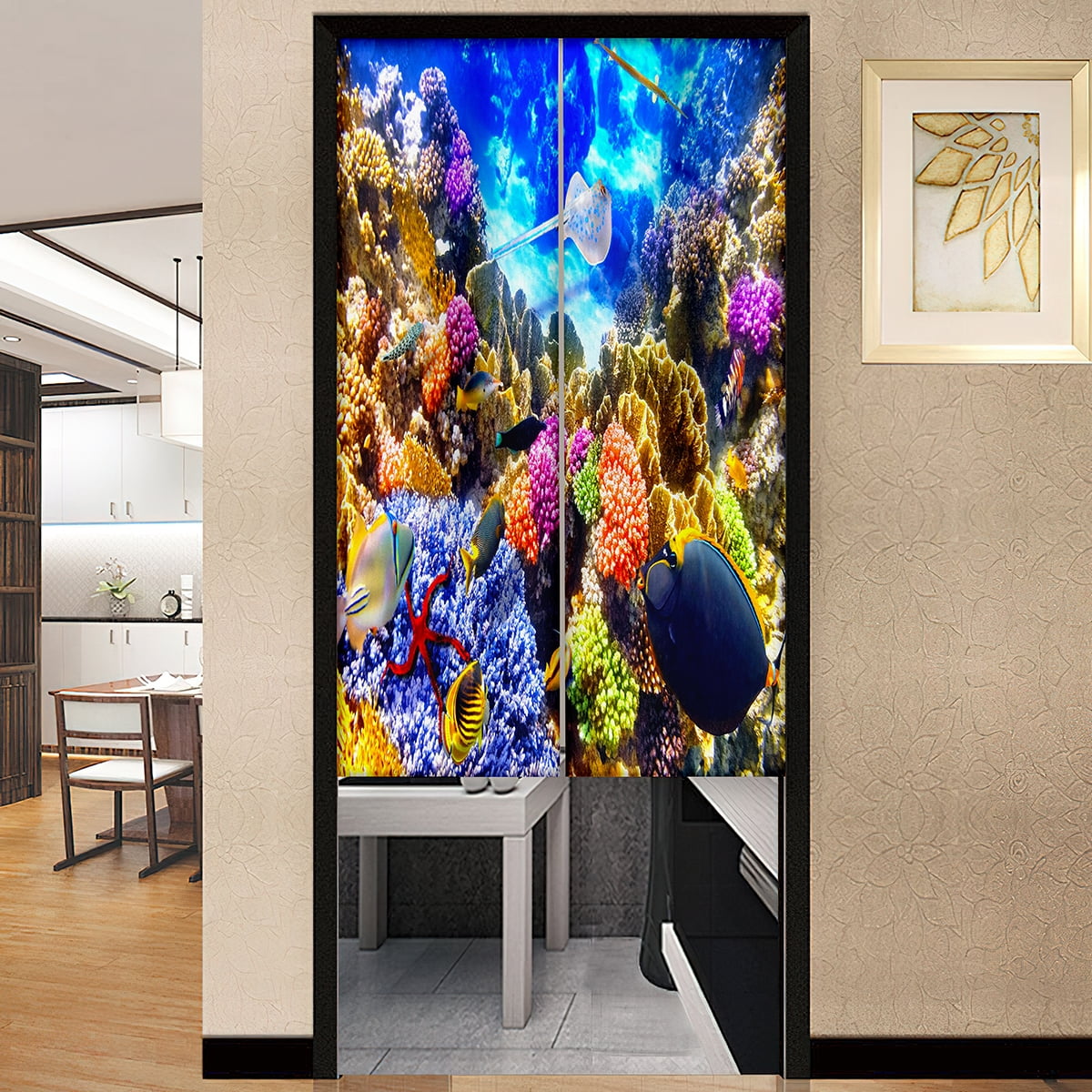 Underwater Sea World Fish Door Curtains for Kids Children Bedroom ...