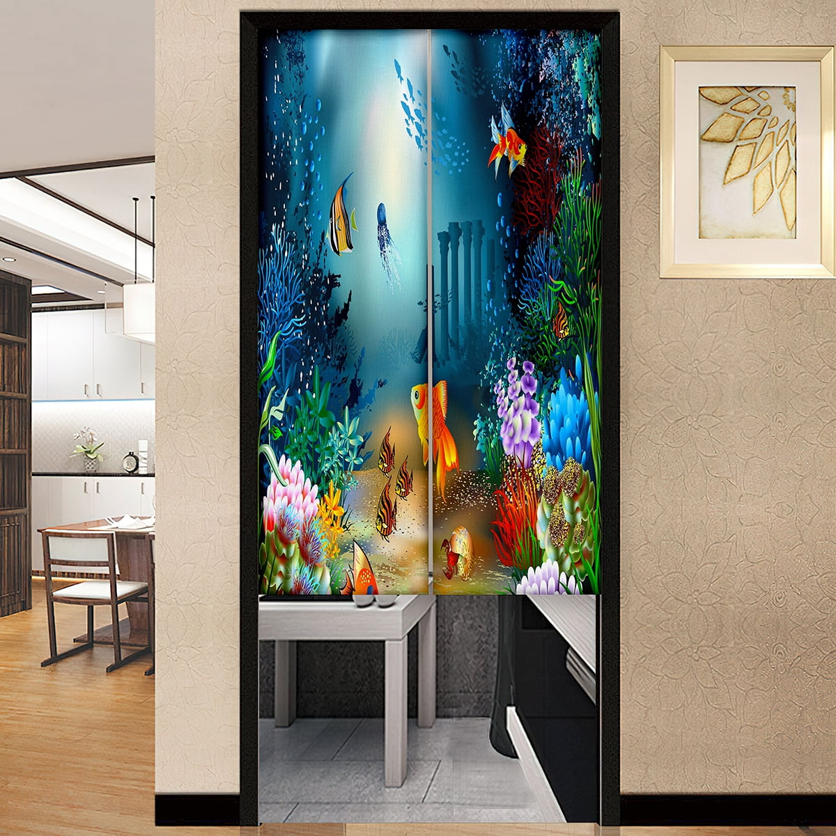 Underwater Sea World Fish Door Curtains for Kids Children Bedroom ...