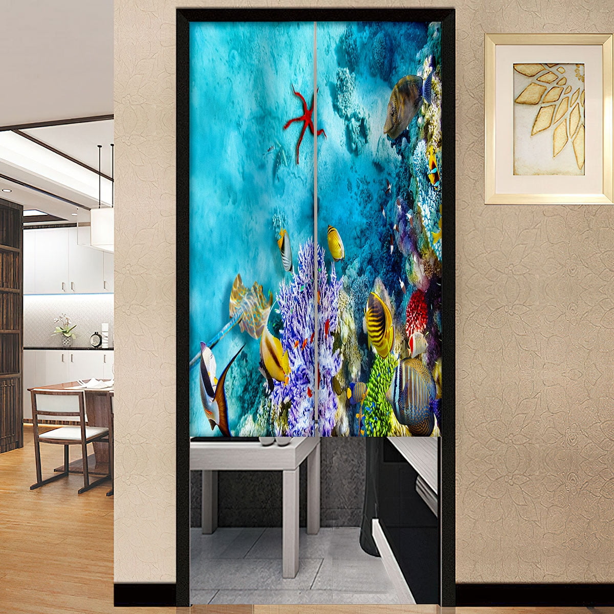 Underwater Sea World Fish Door Curtains for Kids Children Bedroom ...