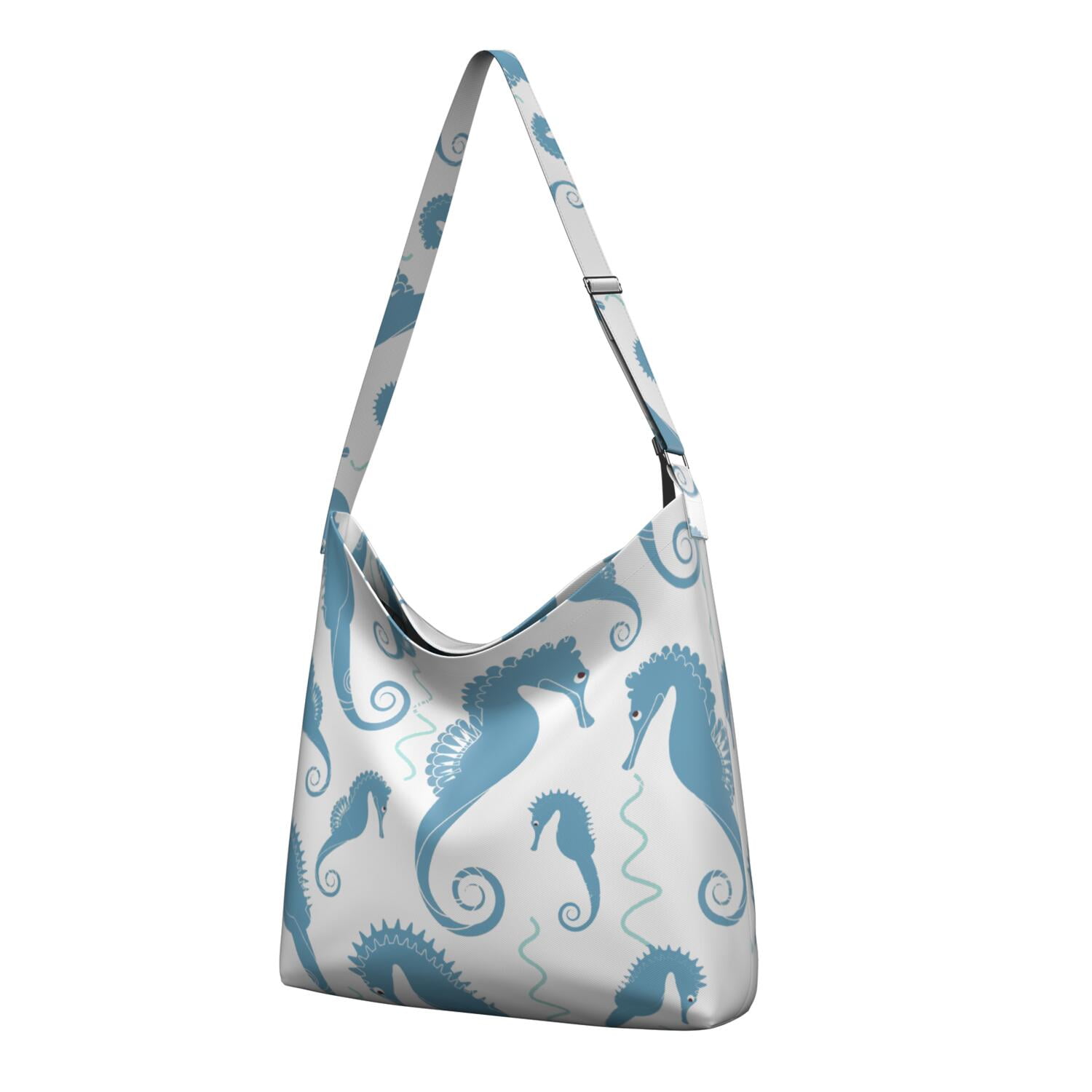 Underwater SeaHorse Canvas Tote Bag – Coastal Marine Creatures Print ...