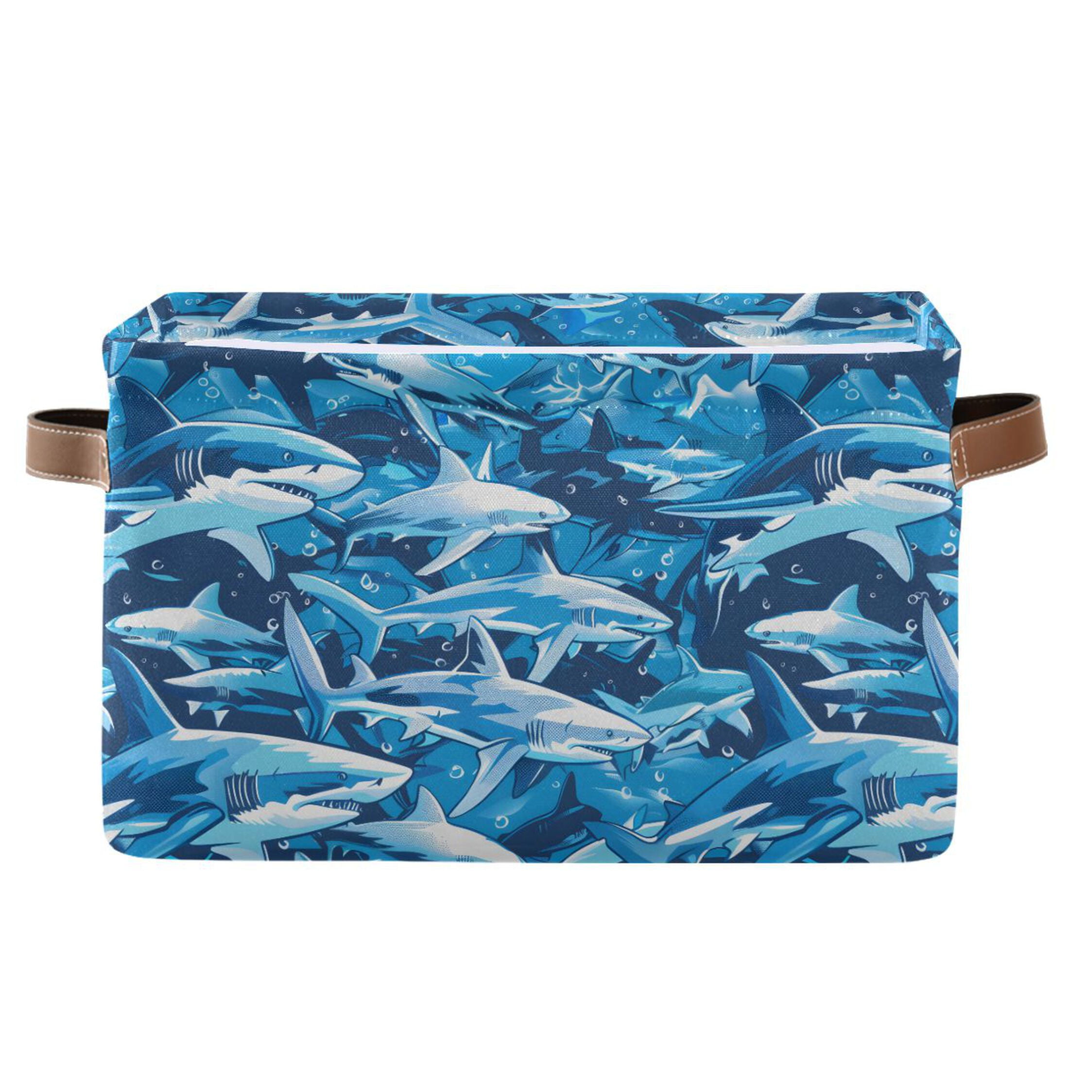 Underwater Sharks Storage Bins with Handle Fabric Organizer Basket ...