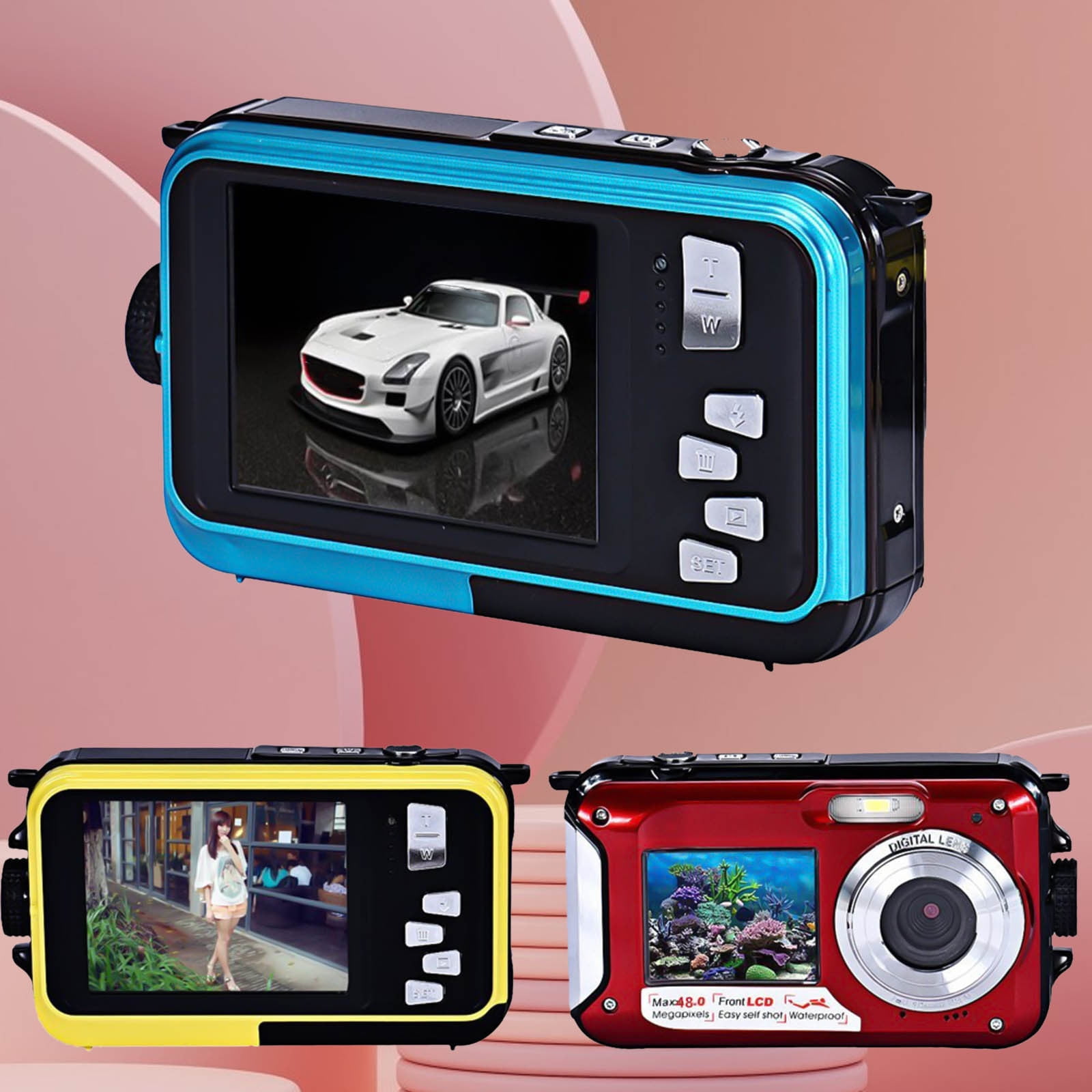 Underwater Snorkeling Cameras, Full Hd 2.7k 48mp, Selfie Screens, 10ft ...