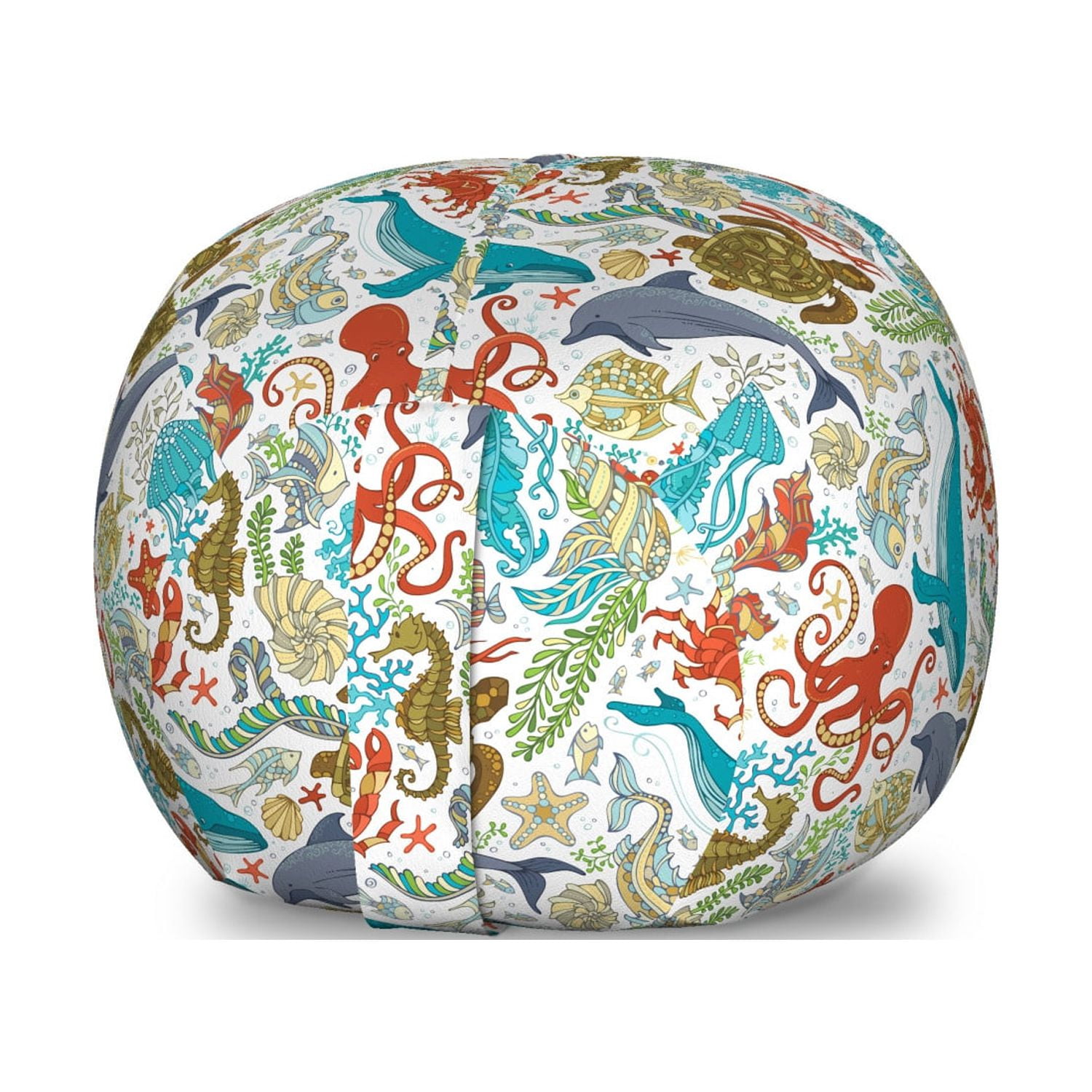 Underwater Storage Toy Bag Chair, Repetitive Jumble Colorful Seaweeds ...