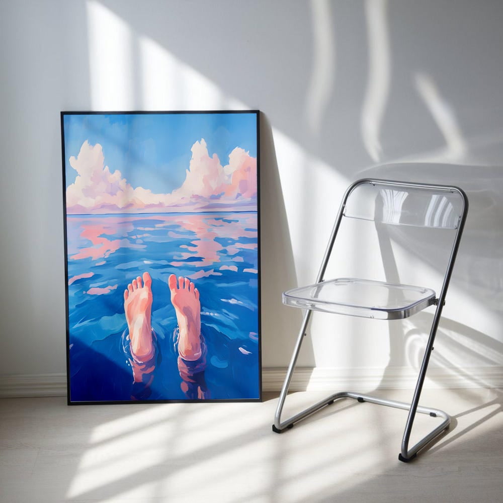 Underwater Swimmer Oil Painting Art Print Ocean Art, Handstand In The ...
