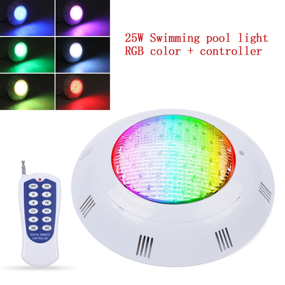 Underwater Swimming Pool Lights,25W 12V RGB Color Changing IP68 Waterproof LED Inground Pool ...