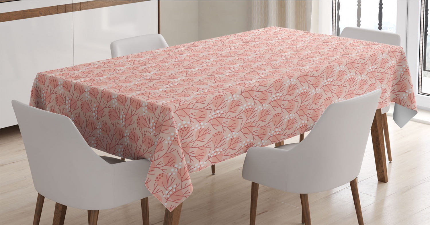 Underwater Tablecloth, Seaweed Doodle of Coral Reefs Sea Sponges Ocean ...