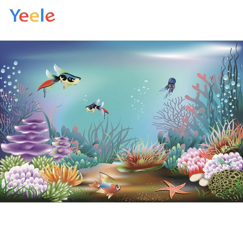 Underwater Theme Mermaid Birthday Party Shiny Fish Portrait Photobooth ...