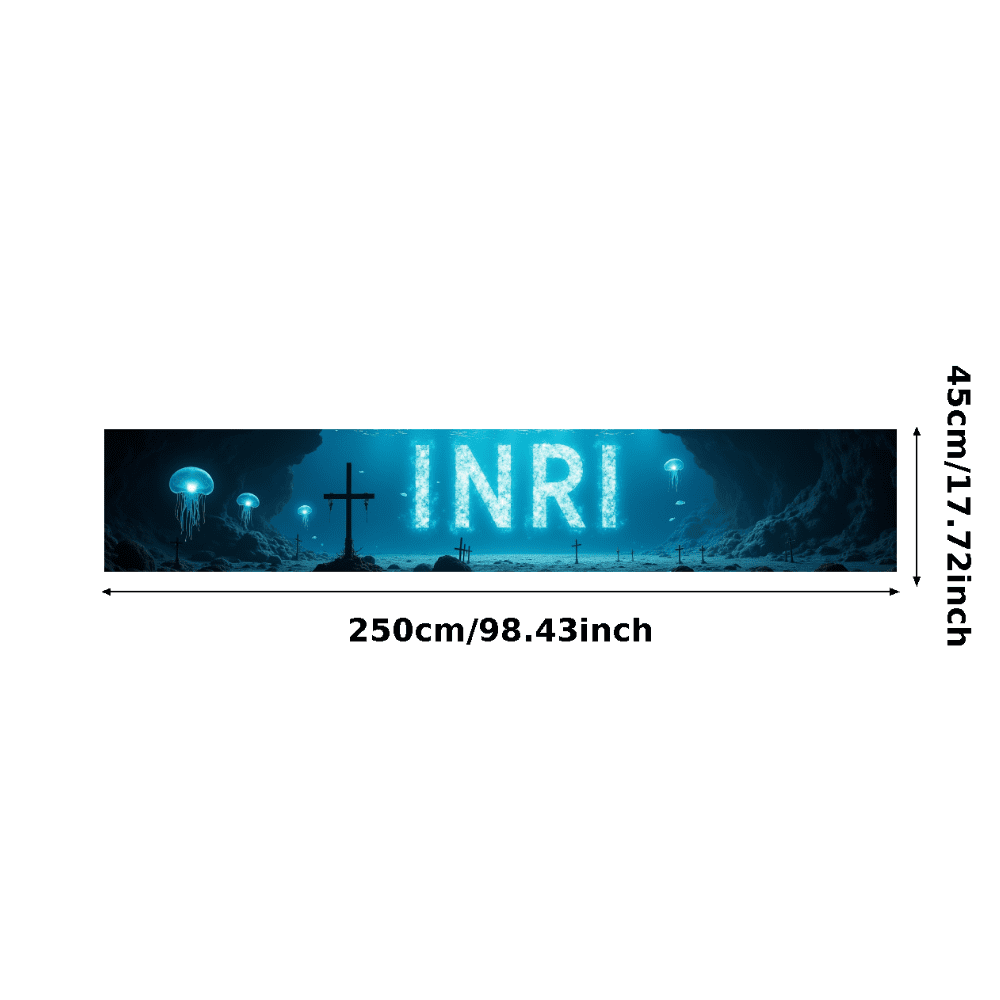 Underwater Themed INRI Banner with Crosses and Jellyfish Background ...