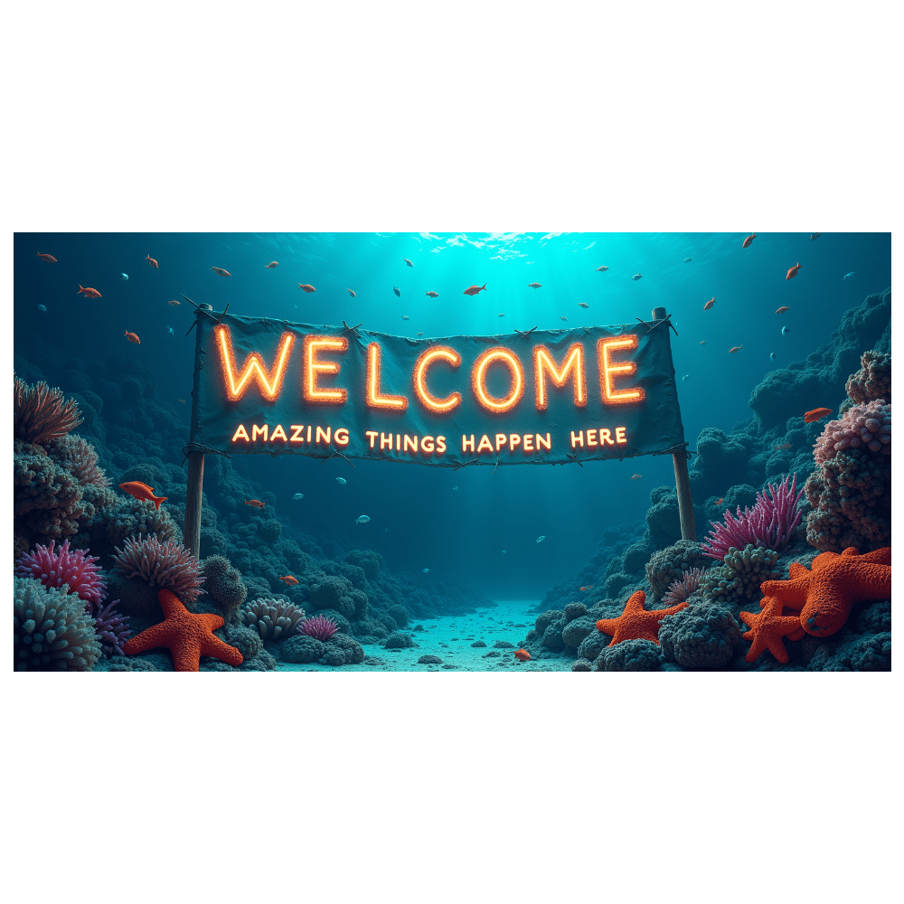 Underwater Themed Welcome Banner with Coral Starfish Elements Backdrop ...