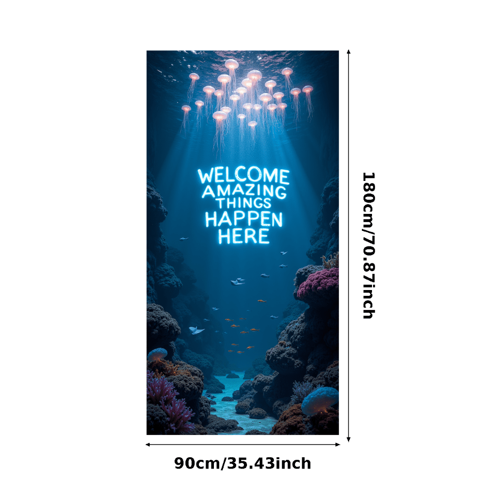 Underwater Themed Welcome Banner with Coral Starfish Elements Backdrop ...