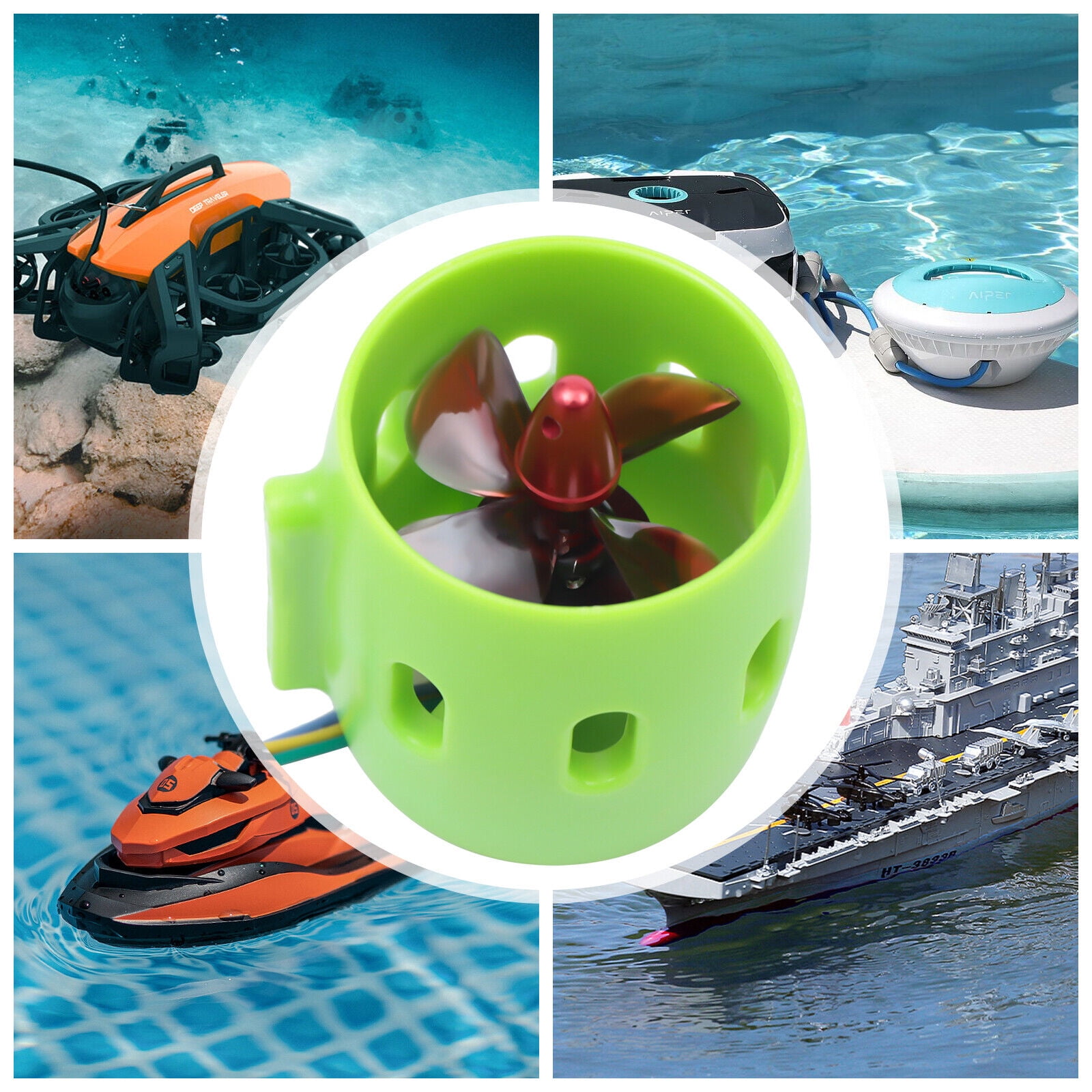 Underwater Thruster Motor 4 Blades Ship Model Propeller for ROV RC Bait ...