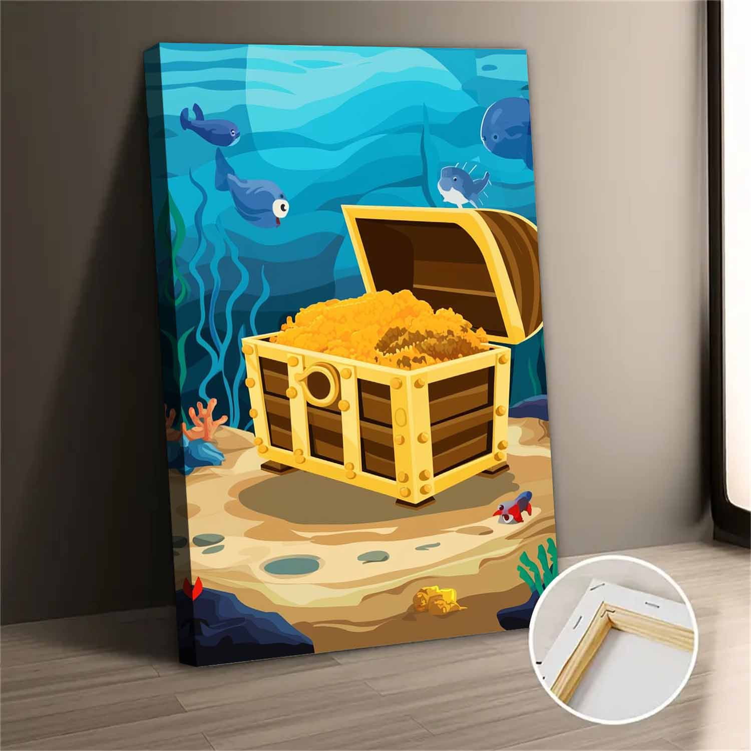 Underwater Treasure Chest Canvas Wall Art - Walmart.com