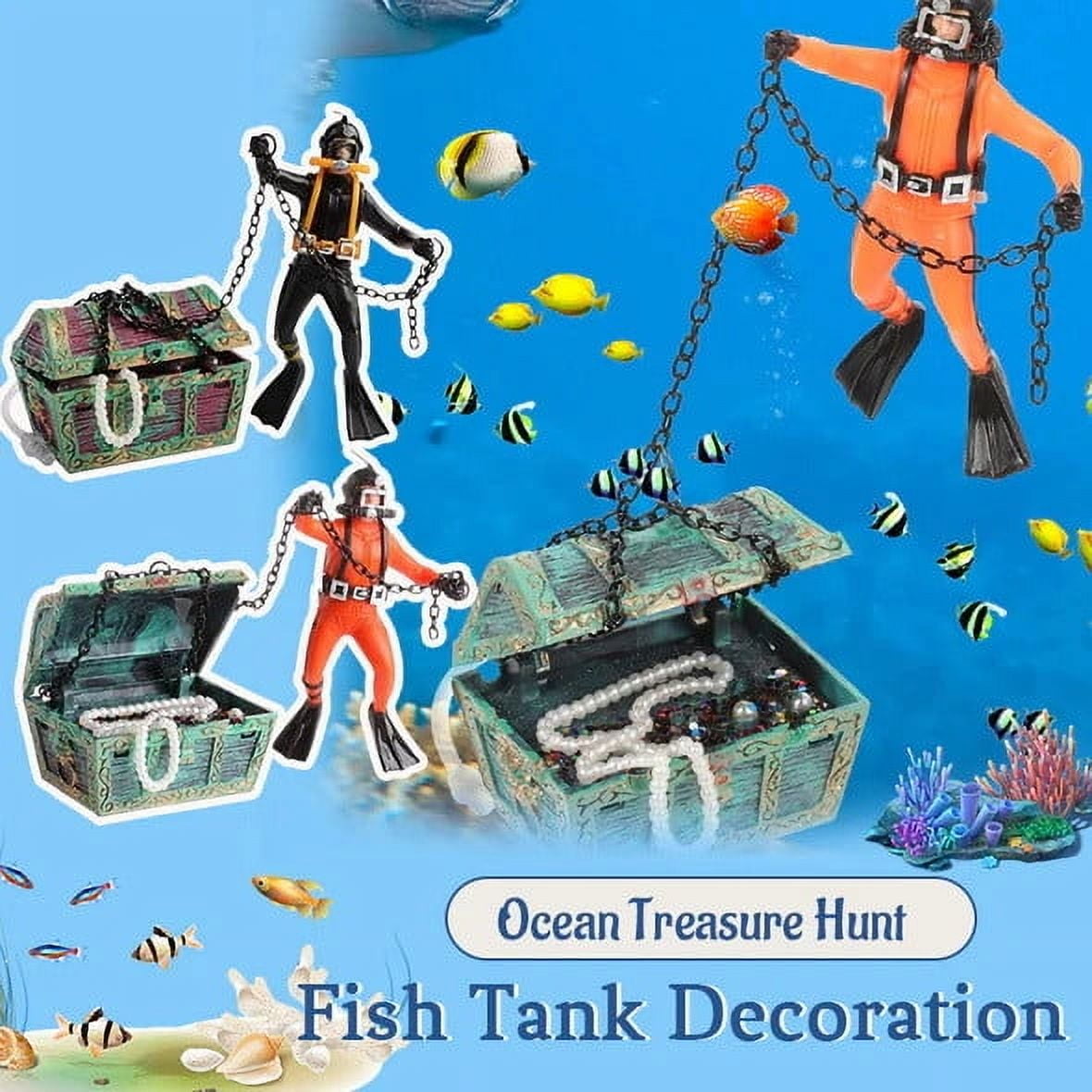 Underwater Treasure Tank Decoration, Diver's Chest Landscape, Sturdy Plastic Construction, Fish ...