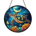 Underwater Turtle Reef Scene Stained Glass Window Hanging, Coastal ...