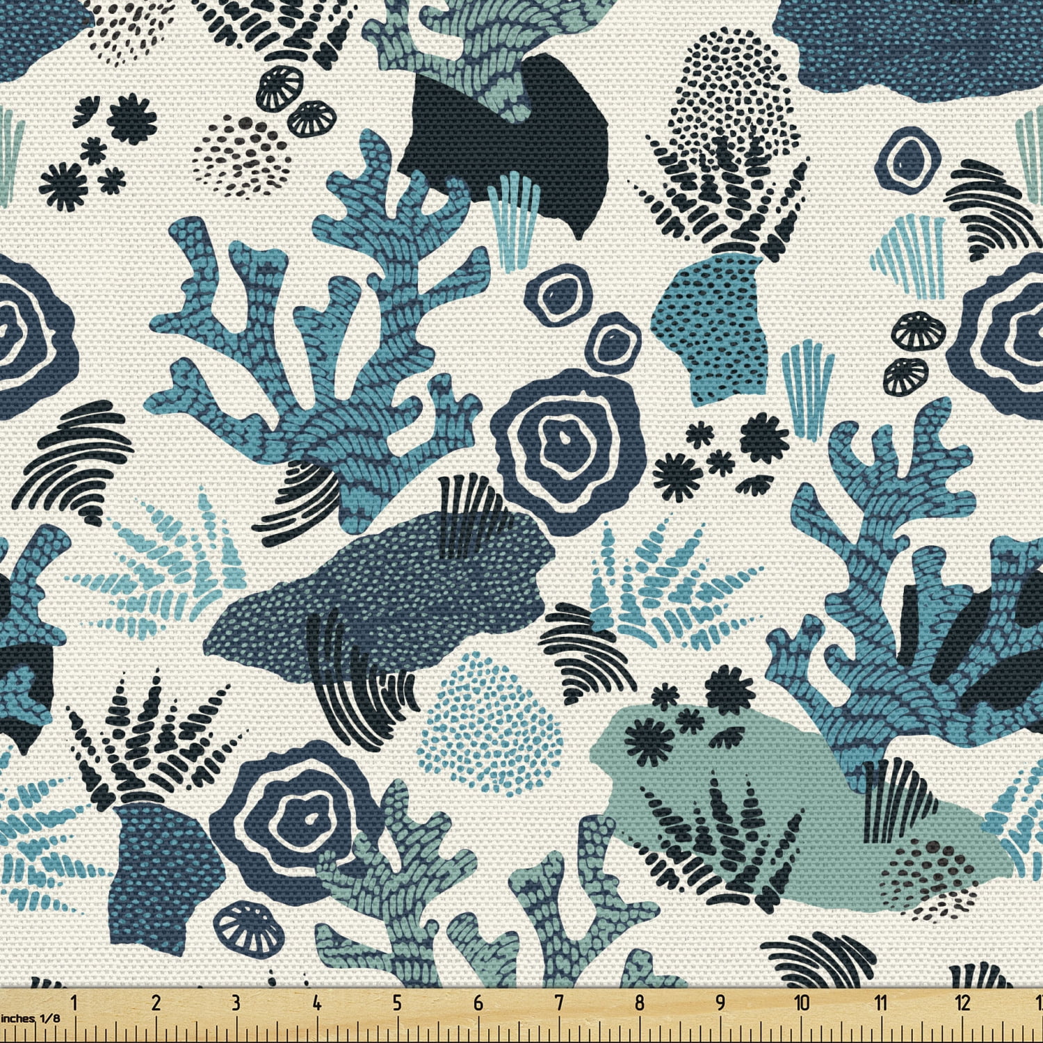 Underwater Upholstery Fabric by the Yard, Marine Life Creatures Hand ...