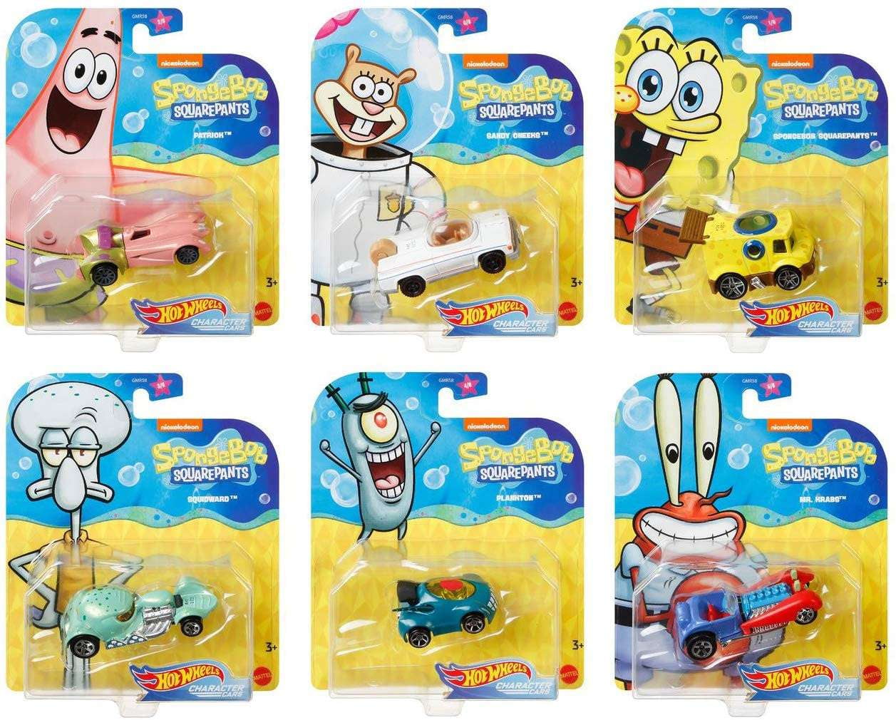 Spongebob 6-Pack Hot Wheels: Characters Spongebob, Patrick Star, Mr ...