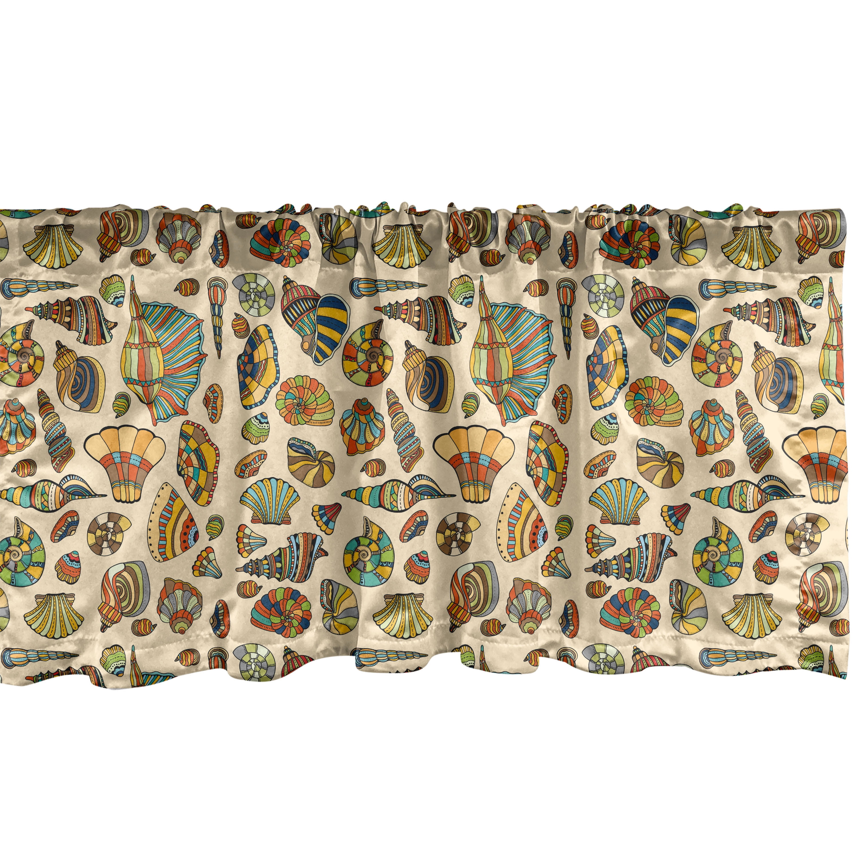 Ambesonne Underwater Valance Pack of 2, Ethnic Aquatic Creatures, 54 ...