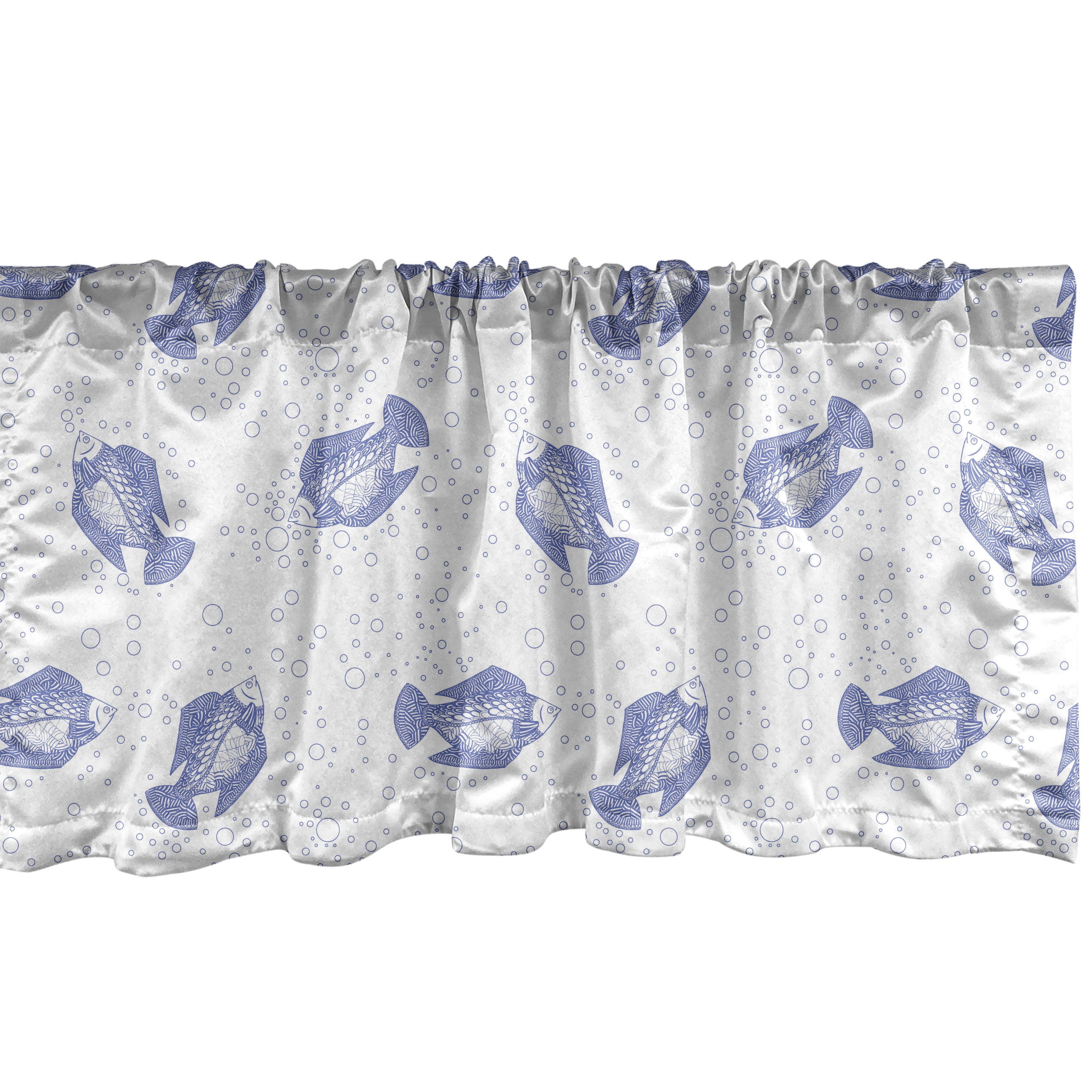 Ambesonne Underwater Valance Pack of 2, Fishes Swimming Bubbles, 42"X18 ...