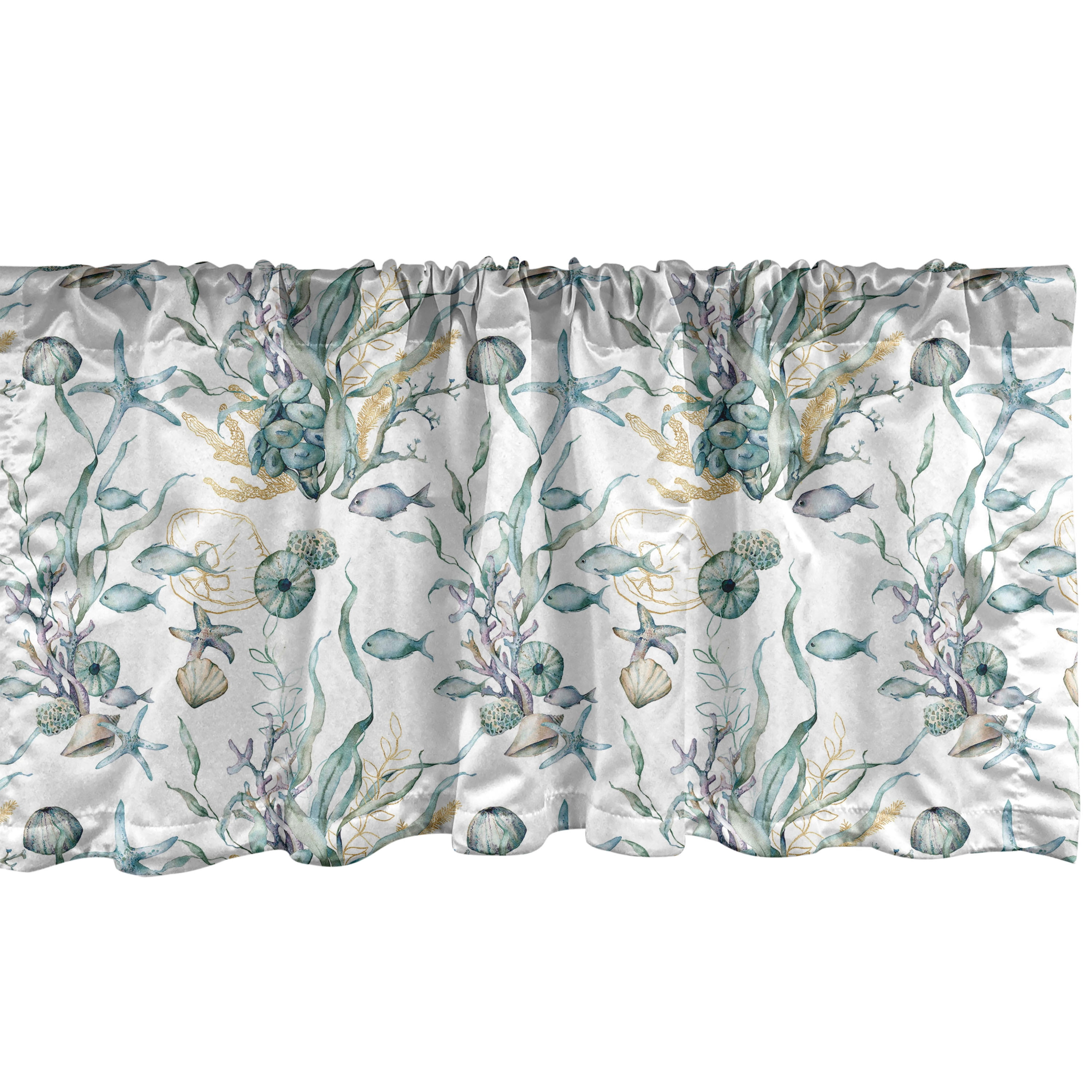 Underwater Window Valance, Under the Sea Marine Starfish and Shell in ...