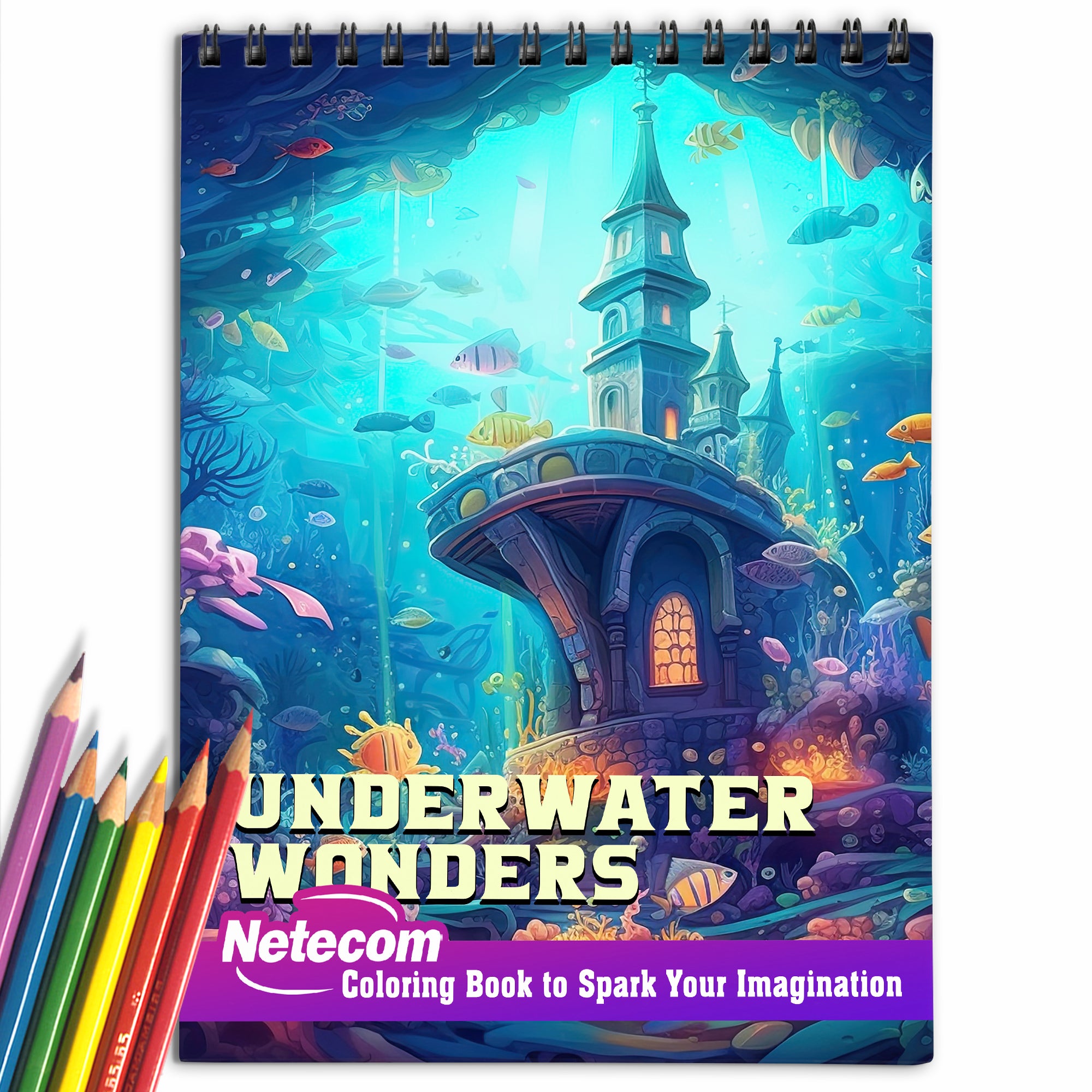 Underwater Wonders Spiral Bound Coloring Book, Delve into 30 Serene ...