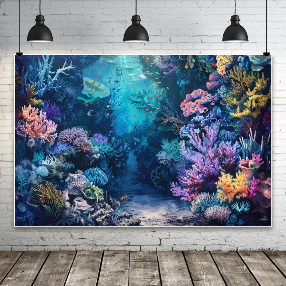 Underwater World Backdrop Colorful Coral Reef Fish Under The Sea ...