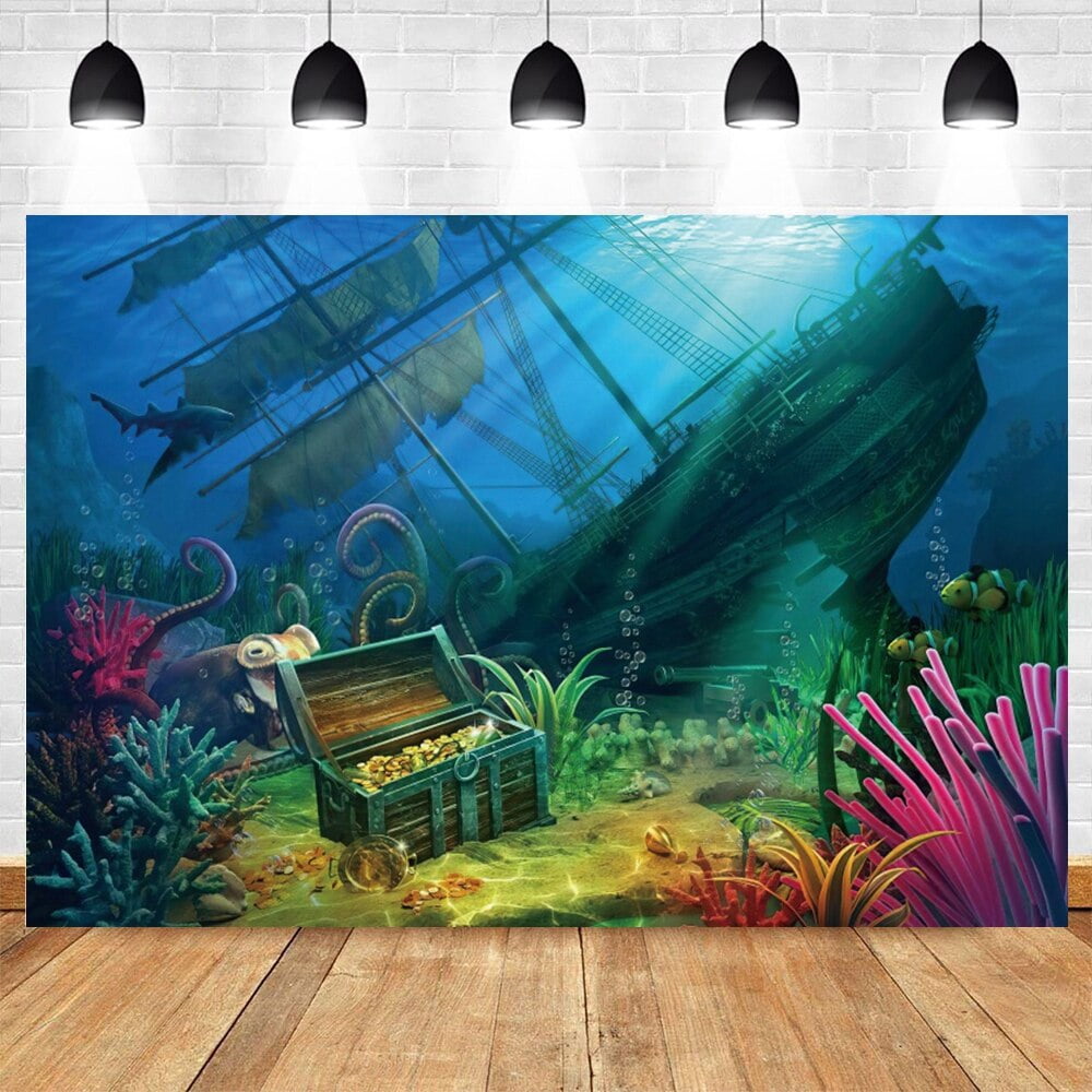 Underwater World Backdrop Seabed Shark Ocean Undersea Fish Coral Baby ...