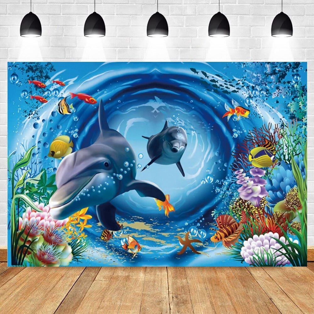 Underwater World Backdrop Seabed Shark Ocean Undersea Fish Coral Baby ...